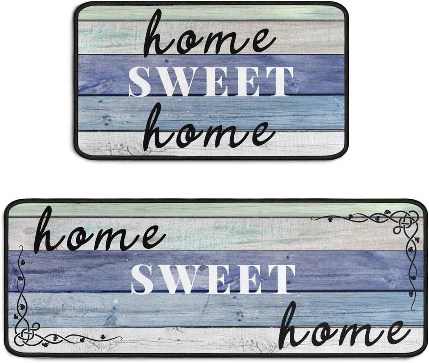 Home Sweet Home Kitchen Rugs Set 2 Pieces Teal Blue Non Skid Kitchen ...