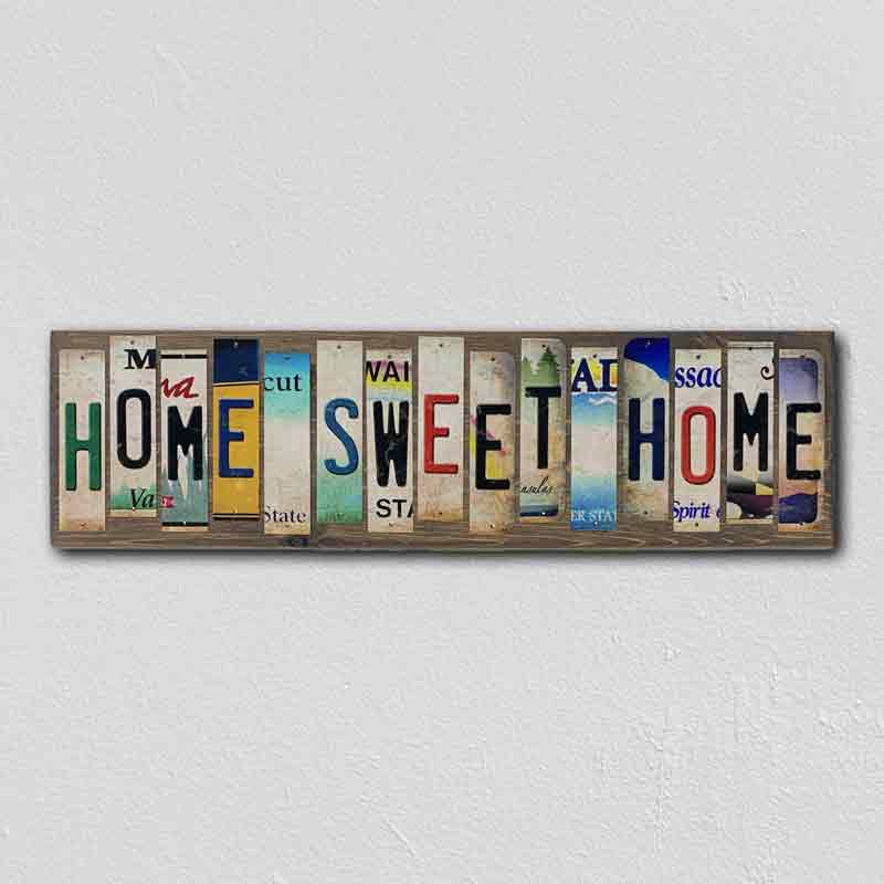 Home Sweet Home License Plate Tag Strip Novelty Wood Sign WS-021 8" x ...