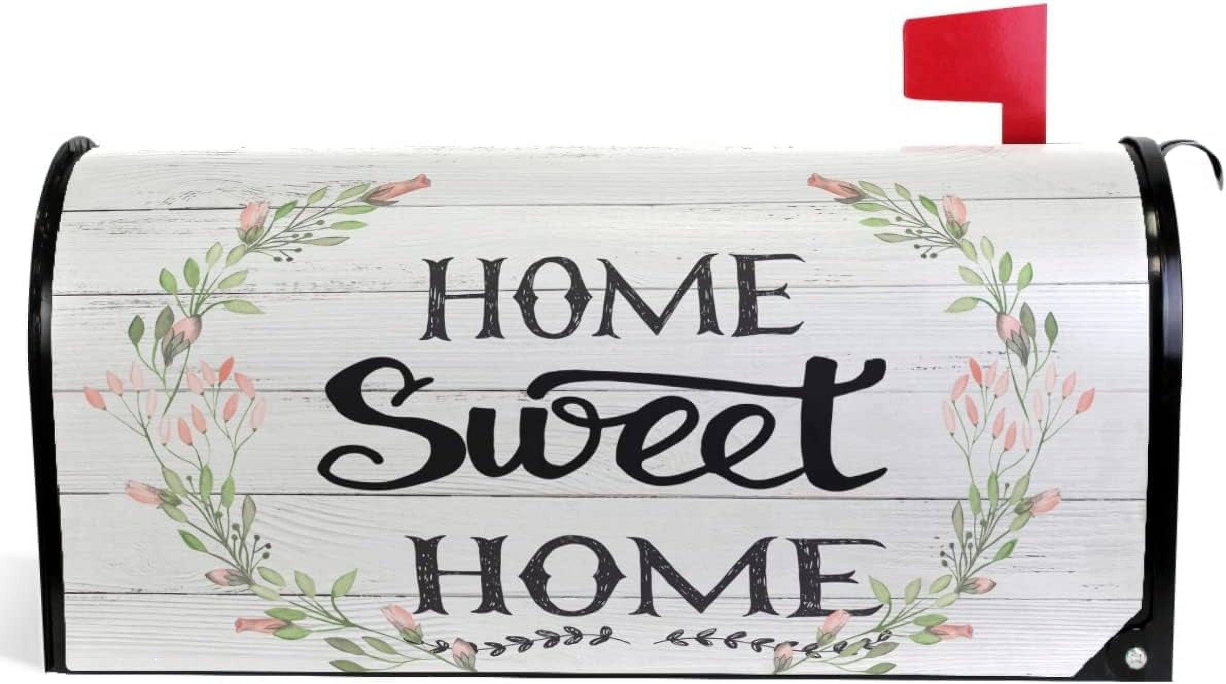 Home Sweet Home Mailbox Cover Standard Size Spring Flowers Wreath White ...