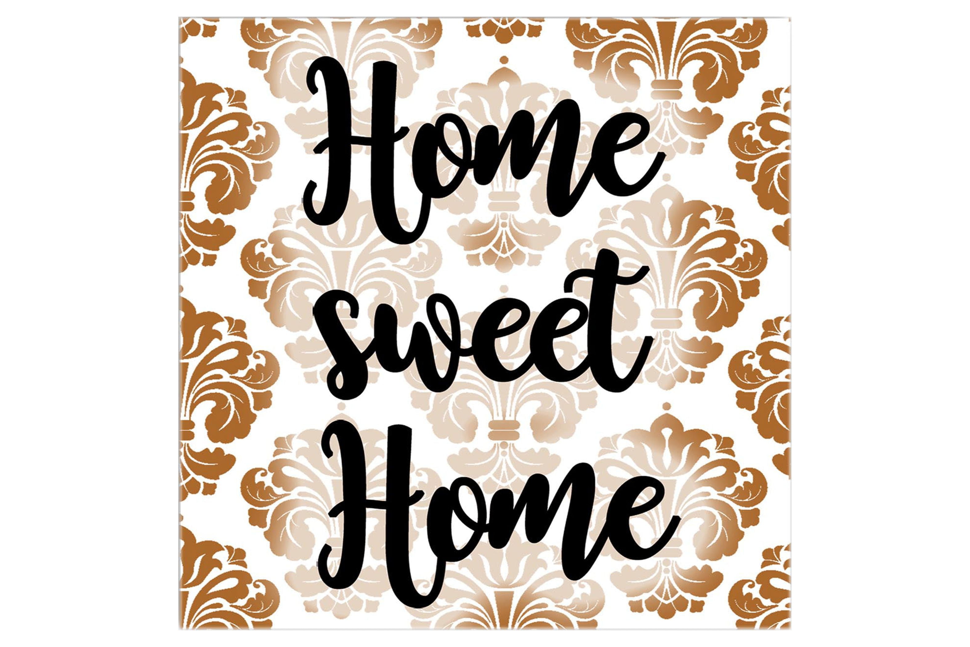 Home Sweet Home Nutmeg Damask 12 x 12 Wood Wall Sign Plaque - Walmart.com