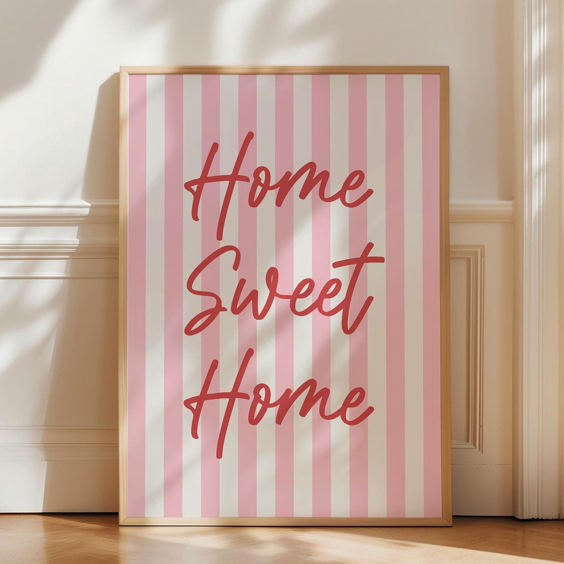 Home Sweet Home Print, Red Pink Hand Drawn Home Poster, Cute Bedroom ...