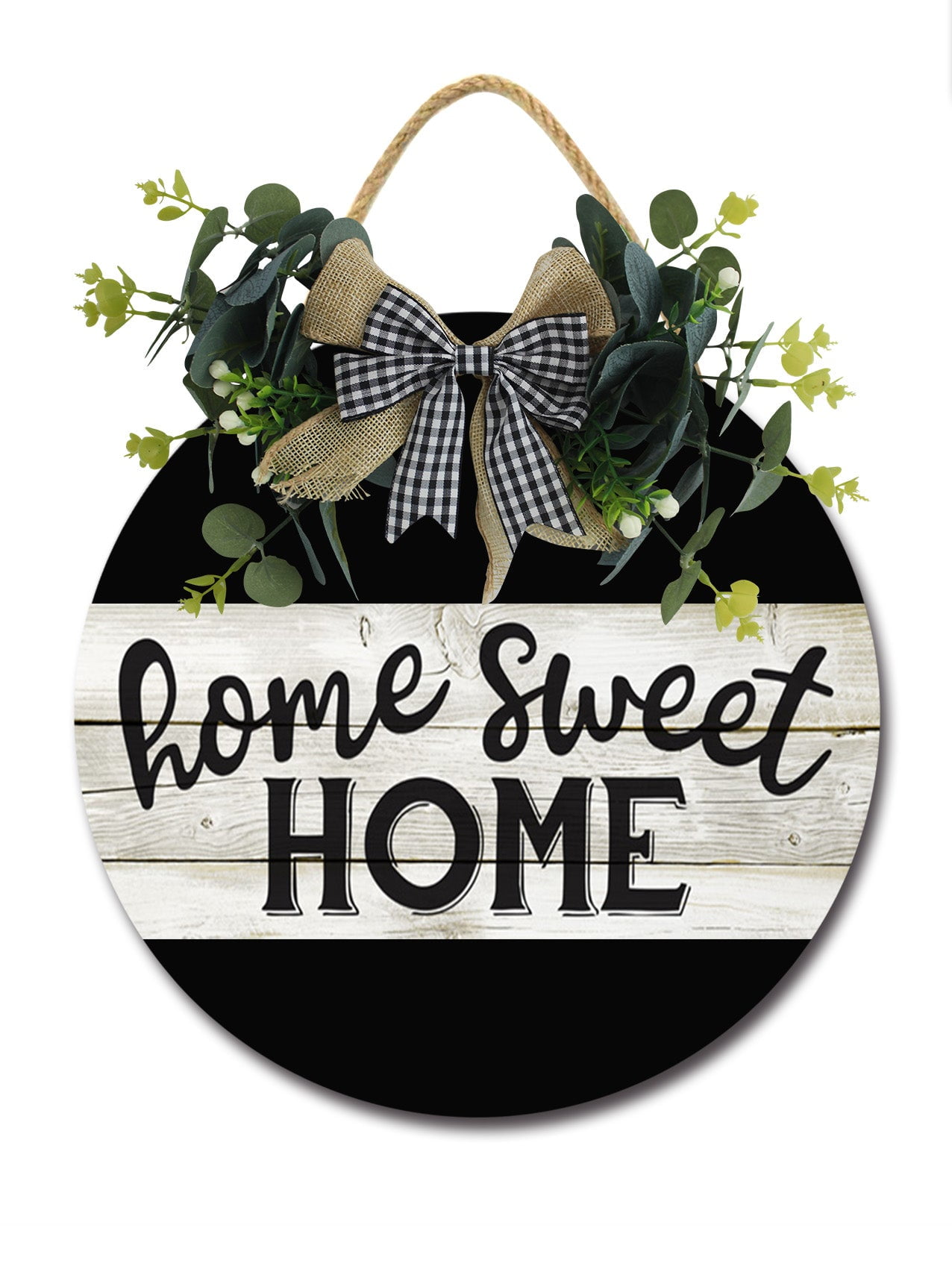 Home Sweet Home Sign Front Door Porch Decorations, Round Rustic Wood ...
