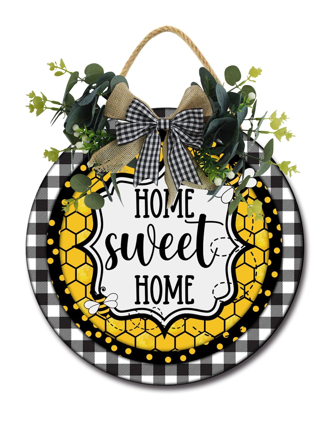 Home Sweet Home Sign Front Door Porch Decorations, Round Rustic Wood ...