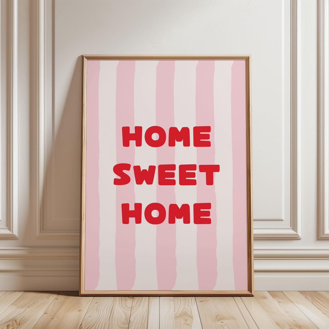 Home Sweet Home Wall Art, Positive Affirmation Typography, Pink Red ...