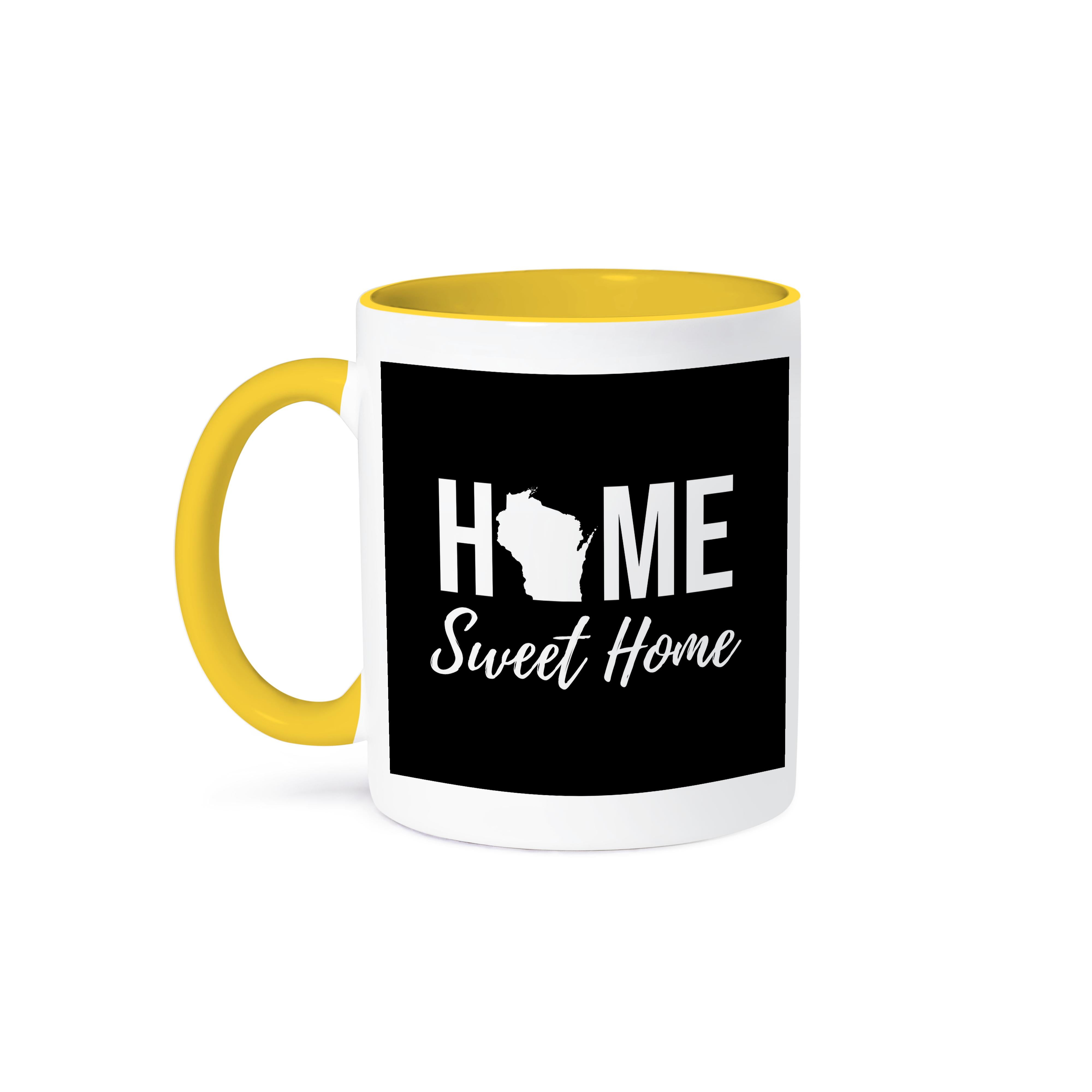 3drose, Home Sweet Home. Wisconsin State. Black Background., 11oz Two ...