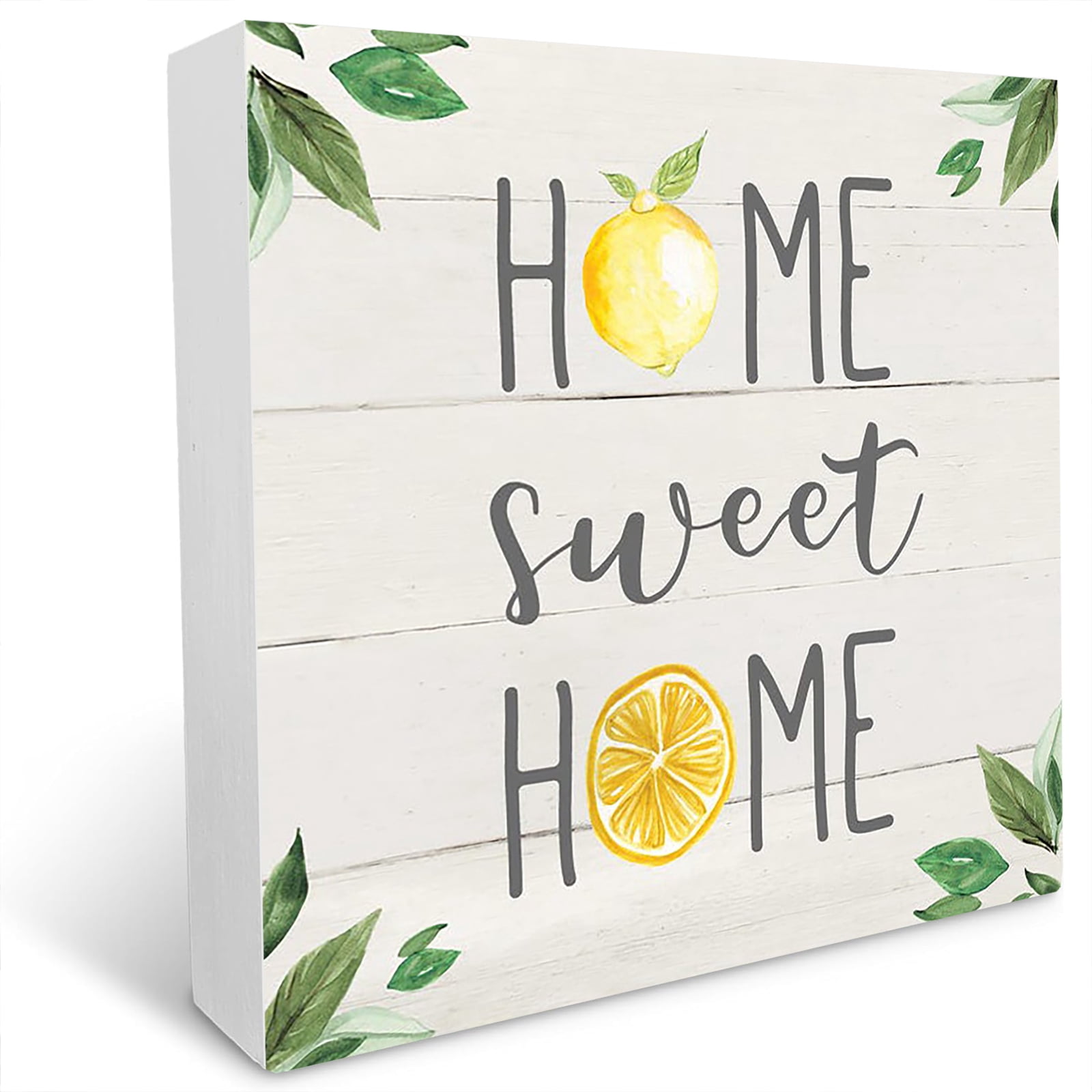 Home Sweet Lemon Home Wood Box Sign Inspirational Self Help Wooden ...
