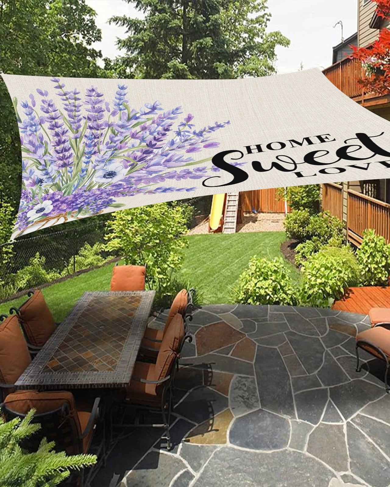 Home Sweet Love Sun Shade Sail 6.5'X10' Watercolor Purple Lavender ...