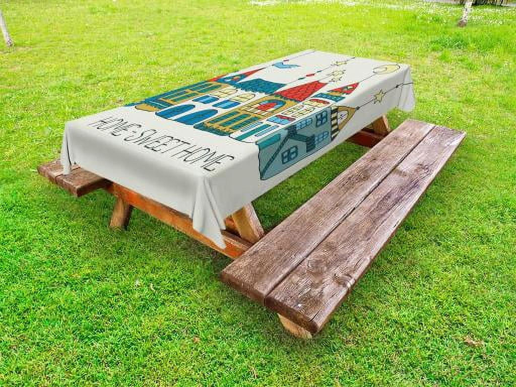 Home Sweet Home Outdoor Tablecloth, Hand Drawn Style Apartment ...