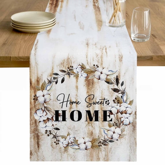 Home Sweet Table Runner 108 Inches Long Farmhouse Dress Scarves, Wreath ...