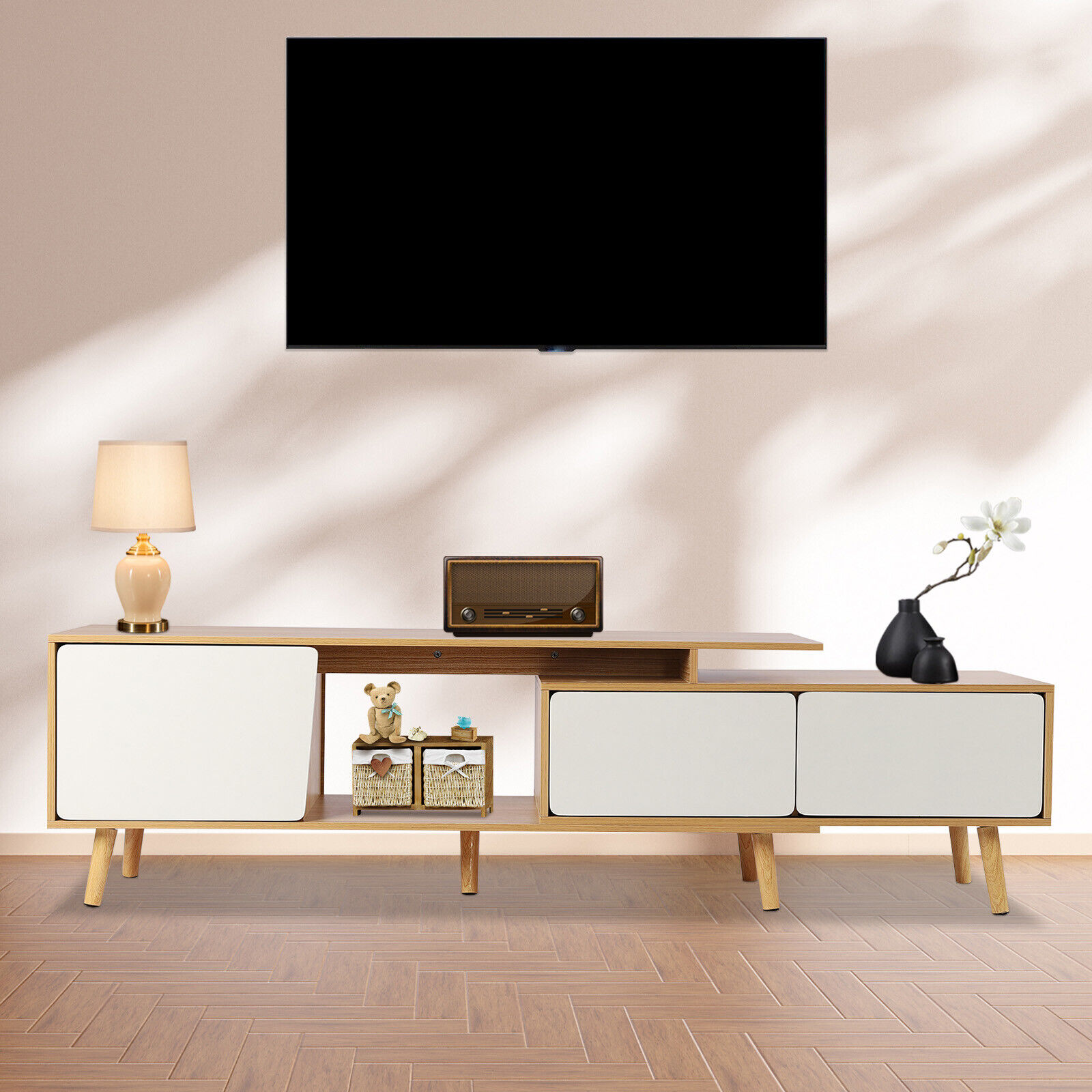 Home TV Stand MDF Living Room TV Cabinet Entertainment Center Console ...