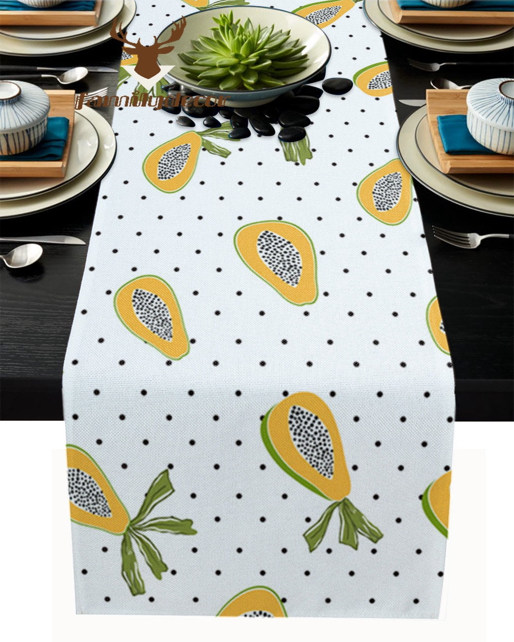 Home Table Runner Summer Papaya Wave Point Cupboard Coffee Table Cover ...