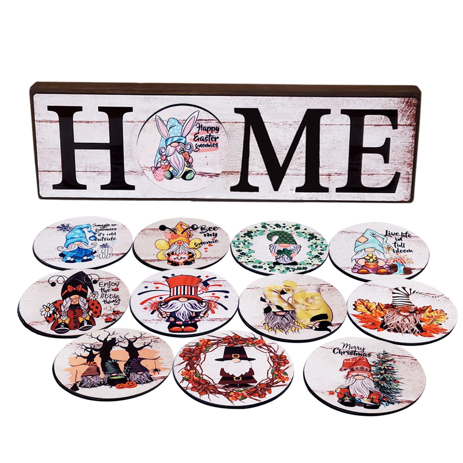 Home Tabletop Decoration With 12 Interchangeable Holiday Signs ...