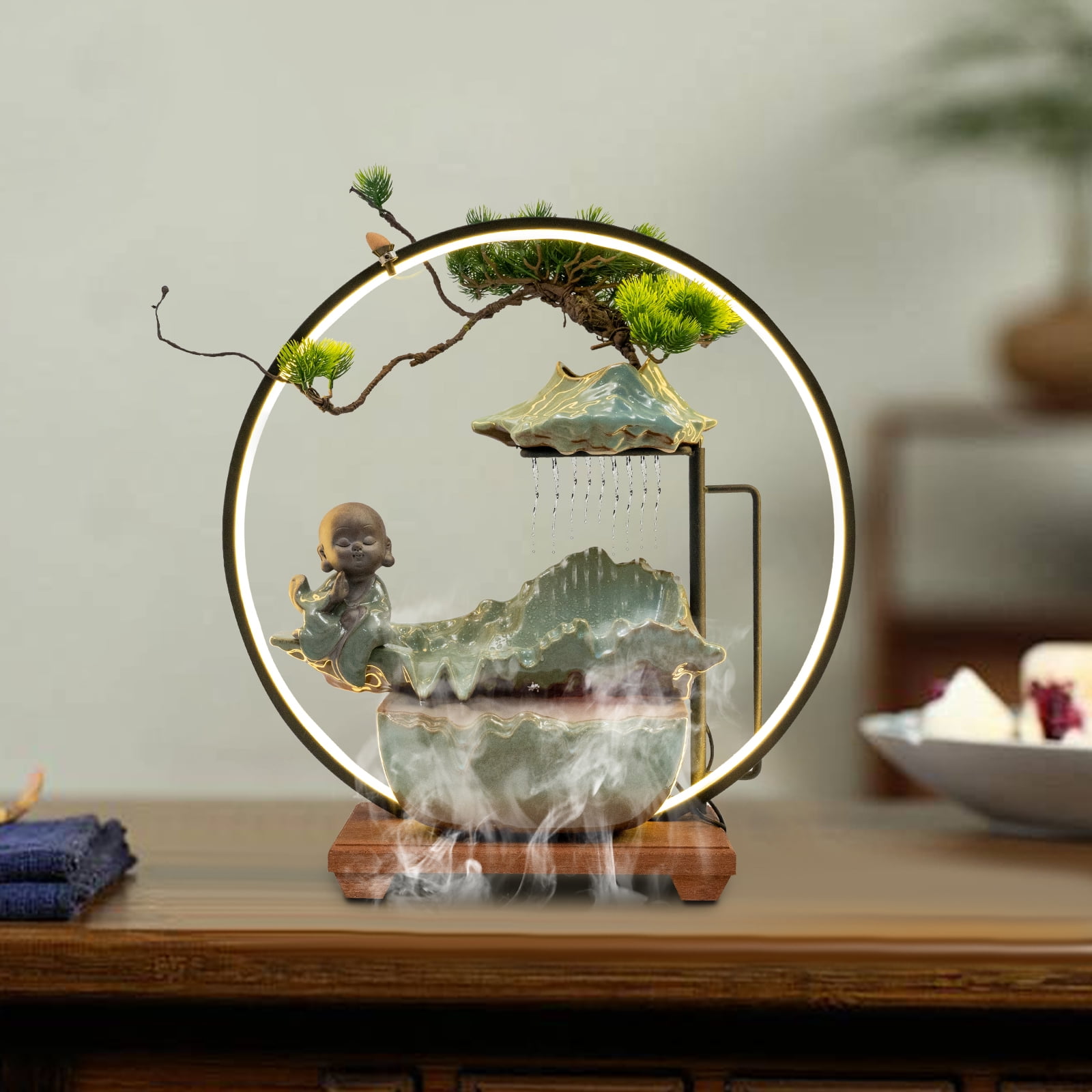 Home Tabletop Water Fountains, Indoor Water Fountain with Fish Tank ...