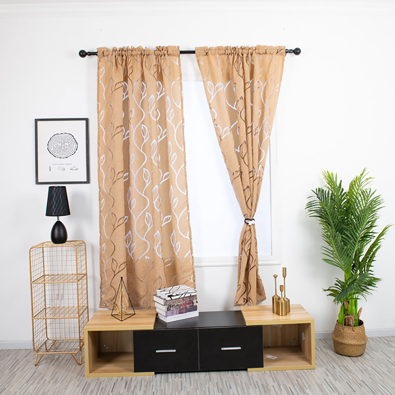 Home Textile Curtain Vines Leaves Tulle Door Window Curtain Drape Panel ...
