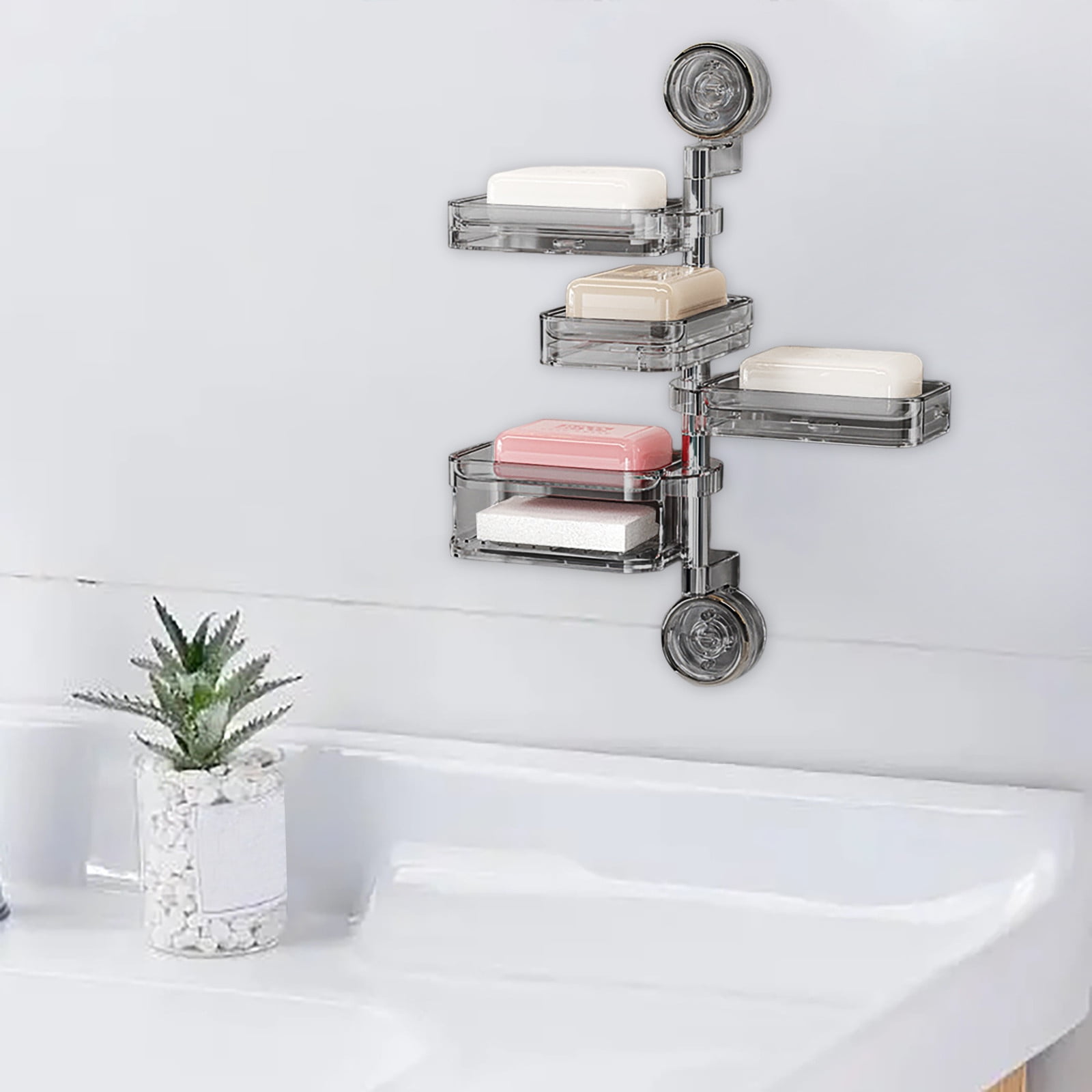 Home Textile Storage Bathroom Corrugated Suction Cup Storage Rack ...