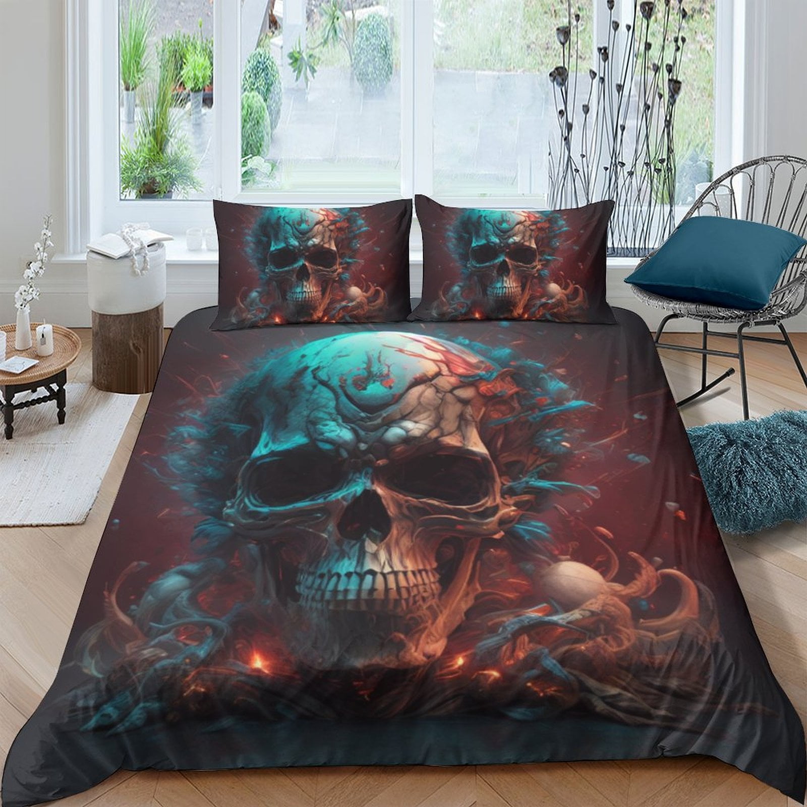 Home Textiles 3D Skull Pinted Bedspreads Teen Adult Cool Bedroom Decor ...