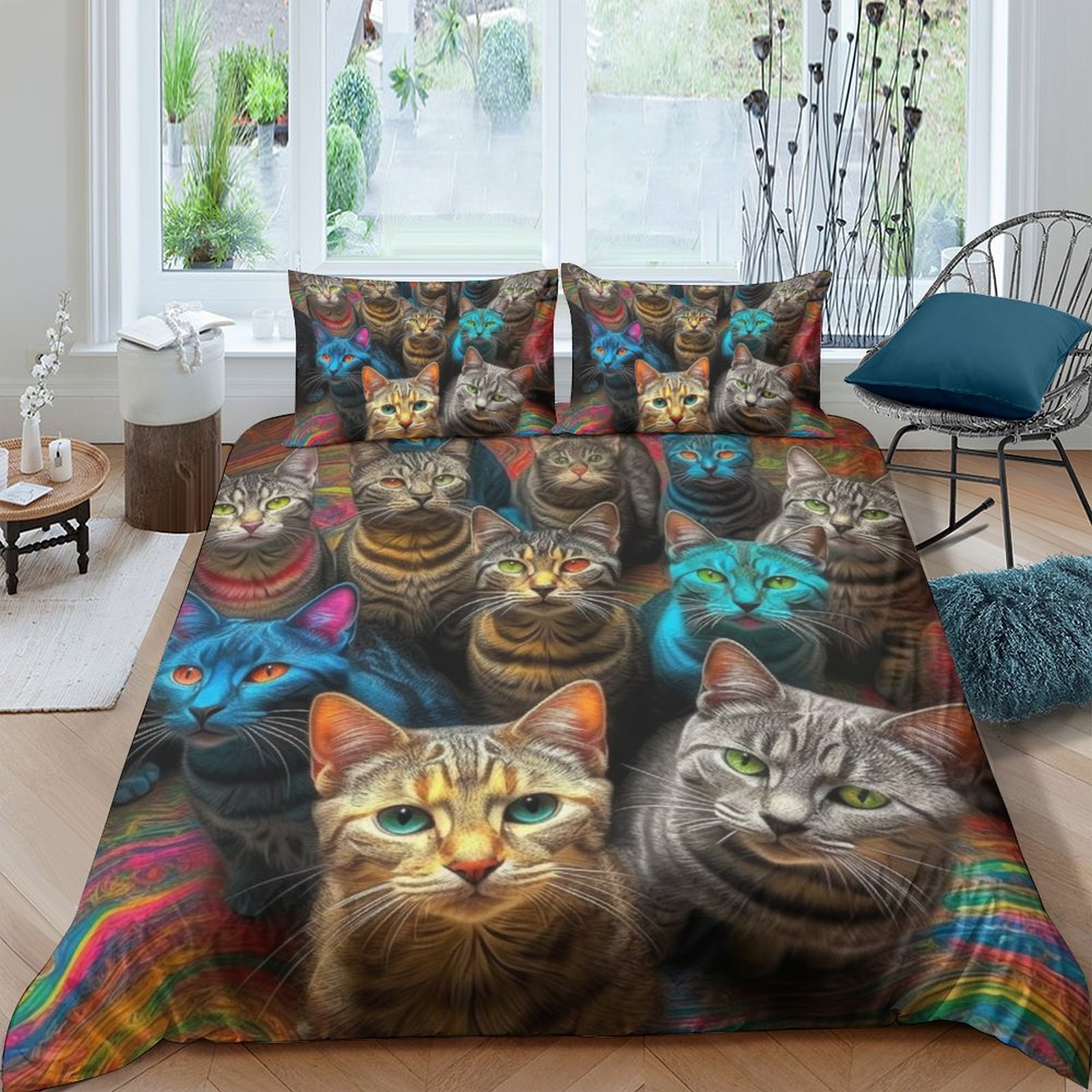 Home Textiles Colorful Kitty Cat Printed Bedspreads Kids Adult Highend ...