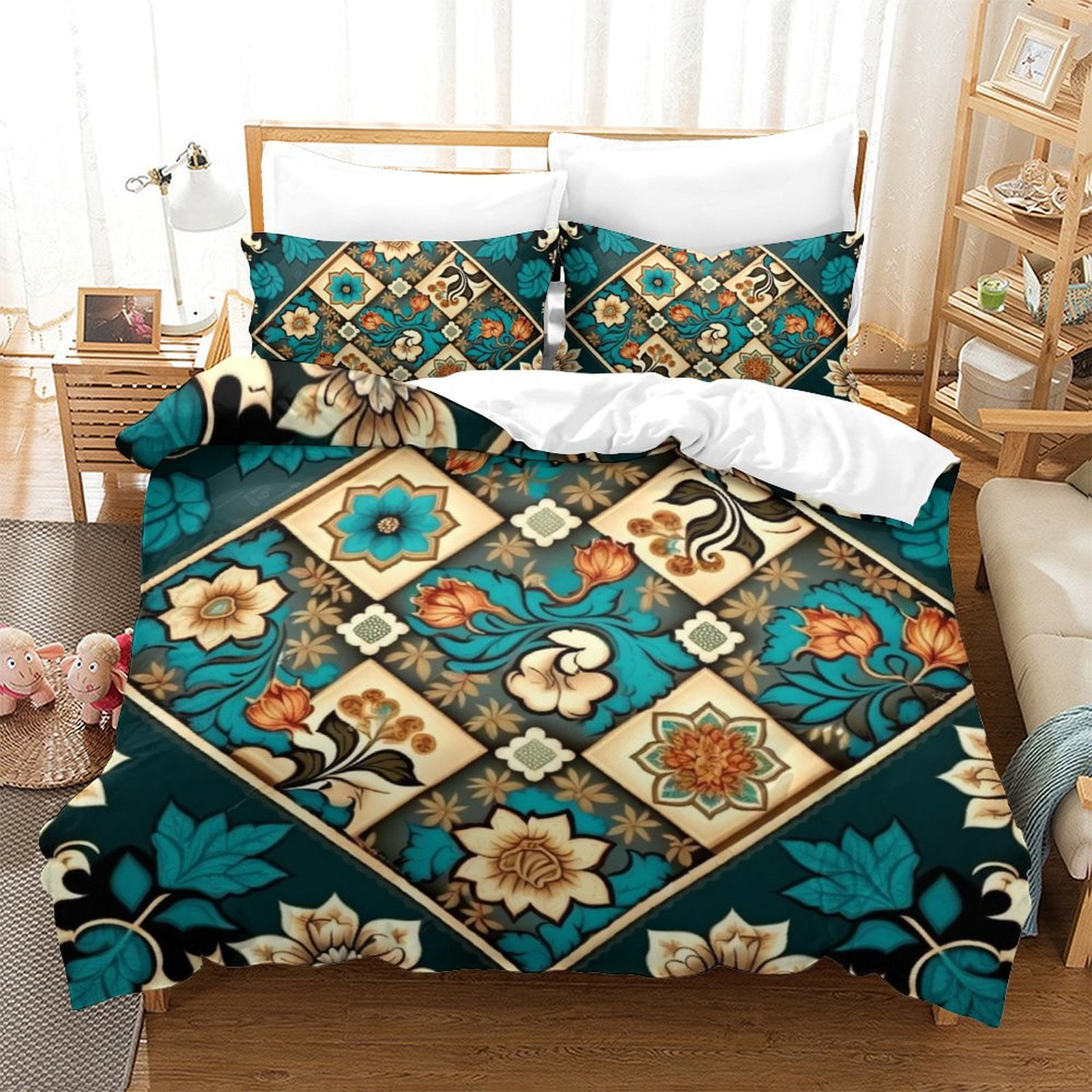 Home Textiles Flower Leaf Printed Comforter Cover Set Luxury Paisley ...