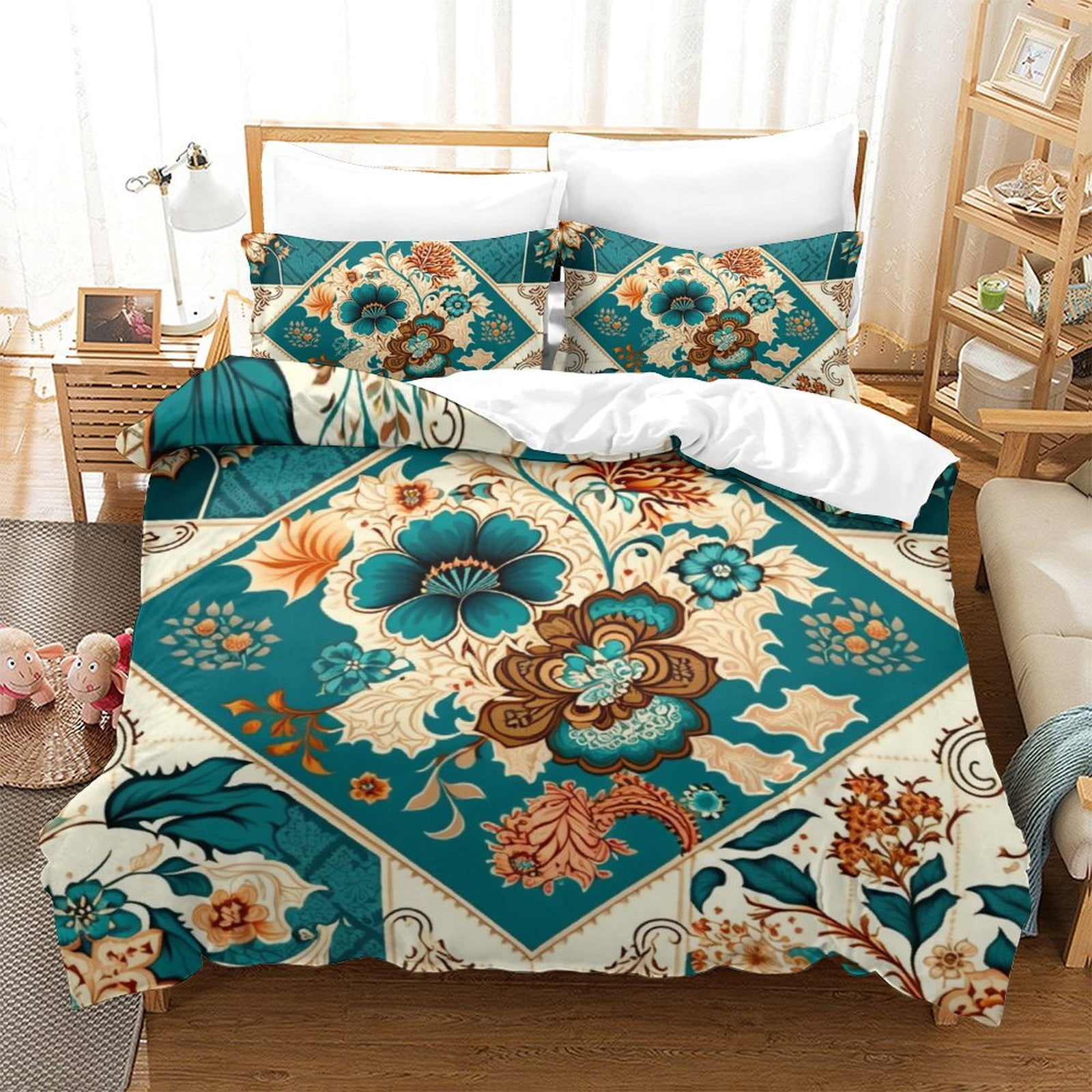 Home Textiles Flower Leaf Printed Comforter Cover Set Luxury Paisley ...