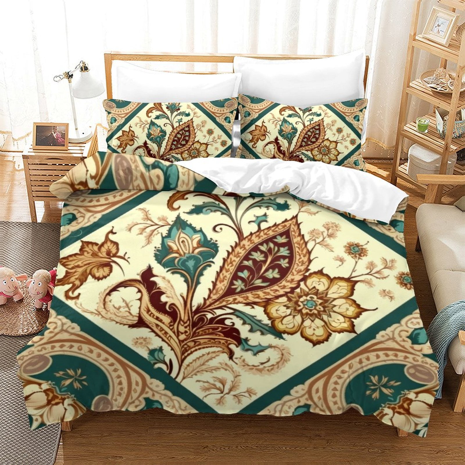 Home Textiles Flower Leaf Printed Comforter Cover Set Luxury Paisley ...