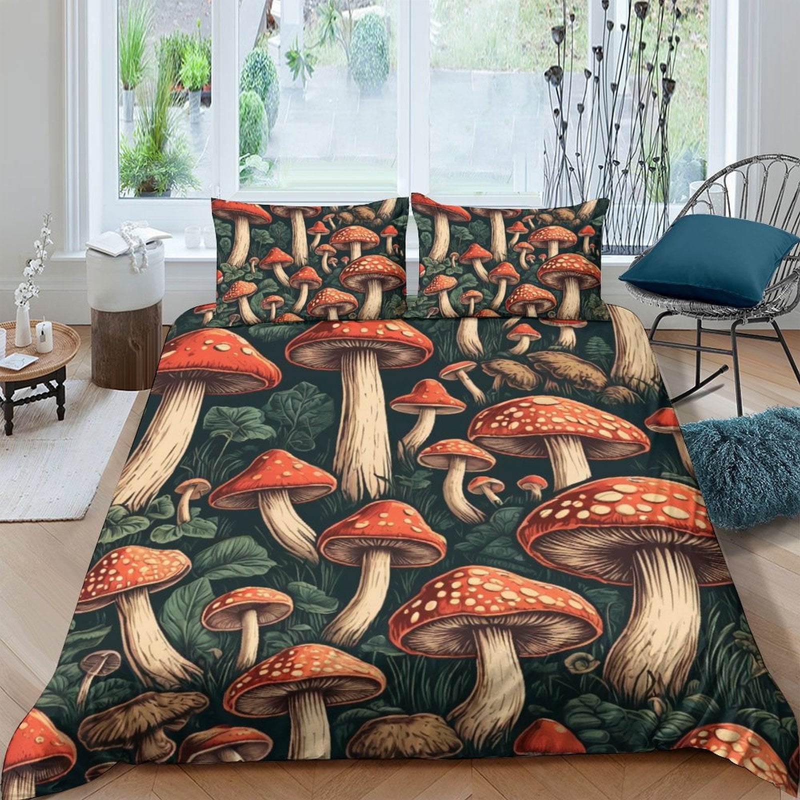 Home Textiles Mushroom Printed Bedspreads Duvet Cover Pillowcase for ...