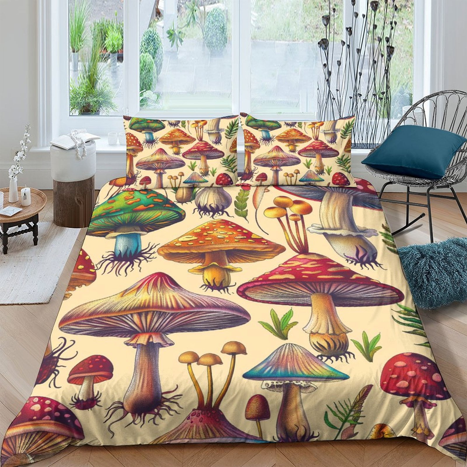Home Textiles Mushroom Printed Quilt Cover Duvet Cover Set Luxury ...