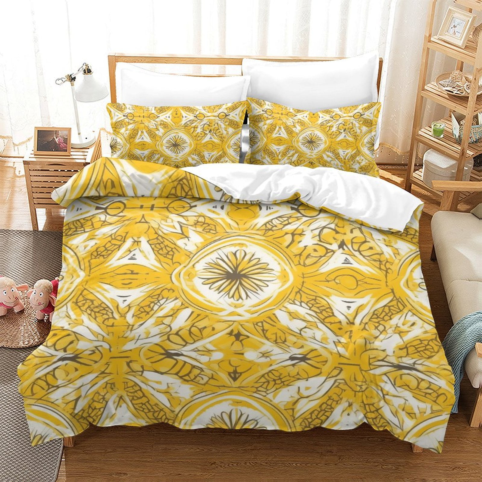 Home Textiles Yellow Bohemia Flower Printed Quilt Cover Duvet Cover Set ...