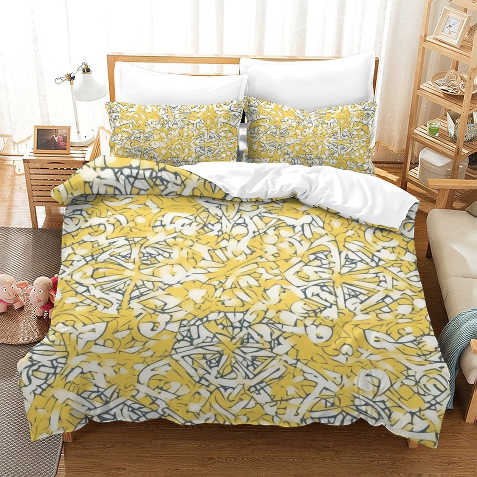 Home Textiles Yellow Bohemia Flower Printed Quilt Cover Duvet Cover Set ...