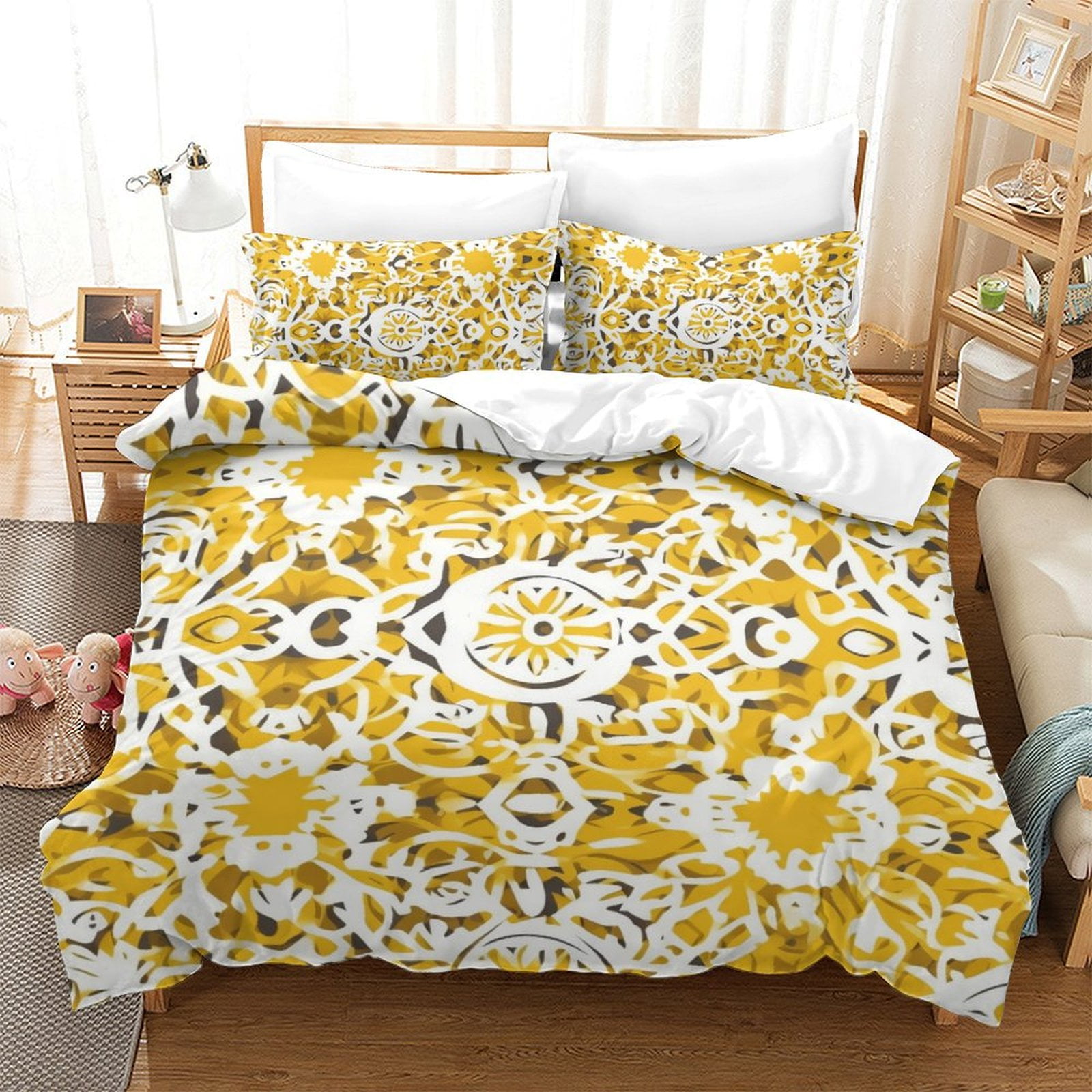 Home Textiles Yellow Bohemia Flower Printed Quilt Cover Duvet Cover Set ...