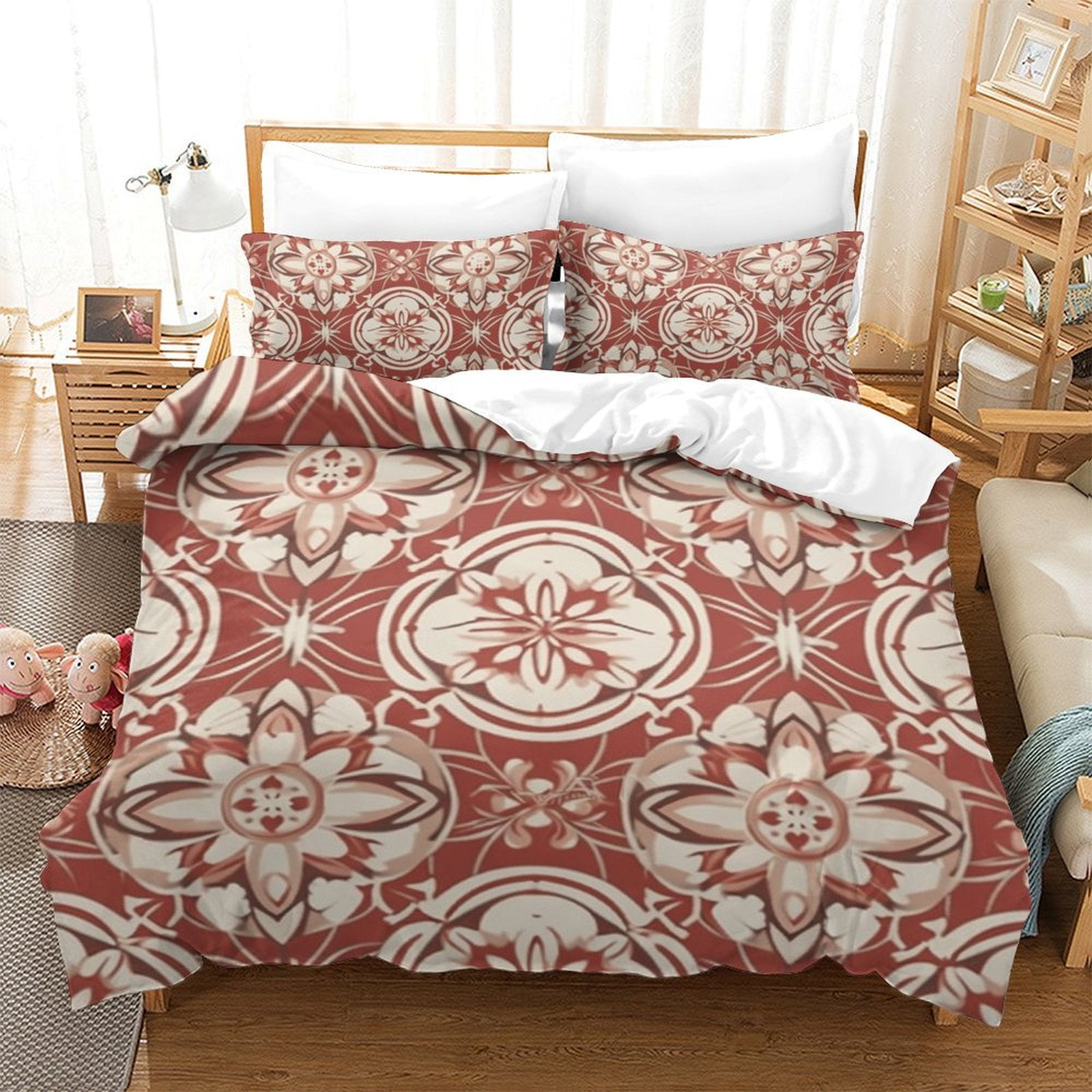 Home Textiles Yellow and Pink Abstract Flower Printed Duvet Cover Set ...