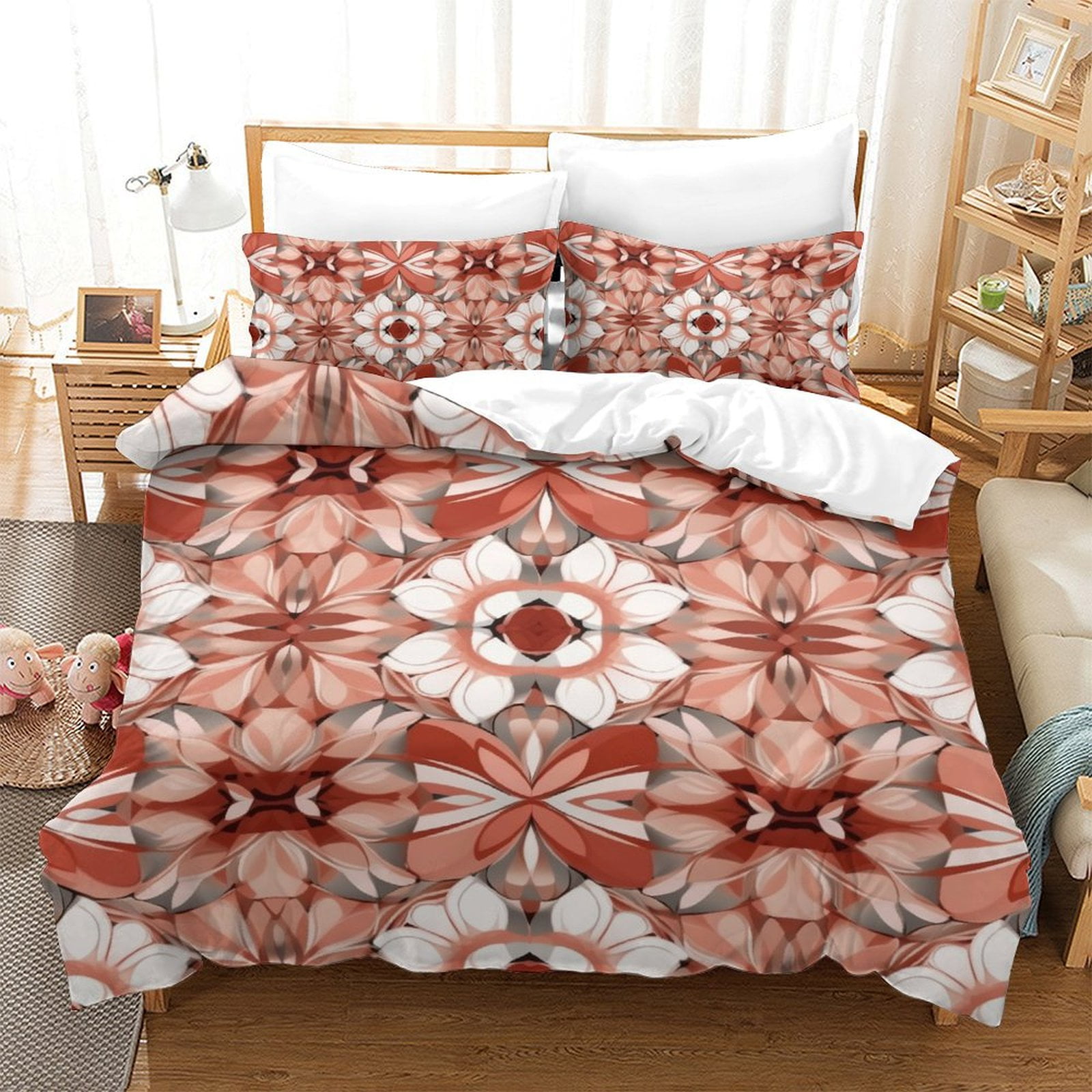Home Textiles Yellow and Pink Abstract Flower Printed Duvet Cover Set ...