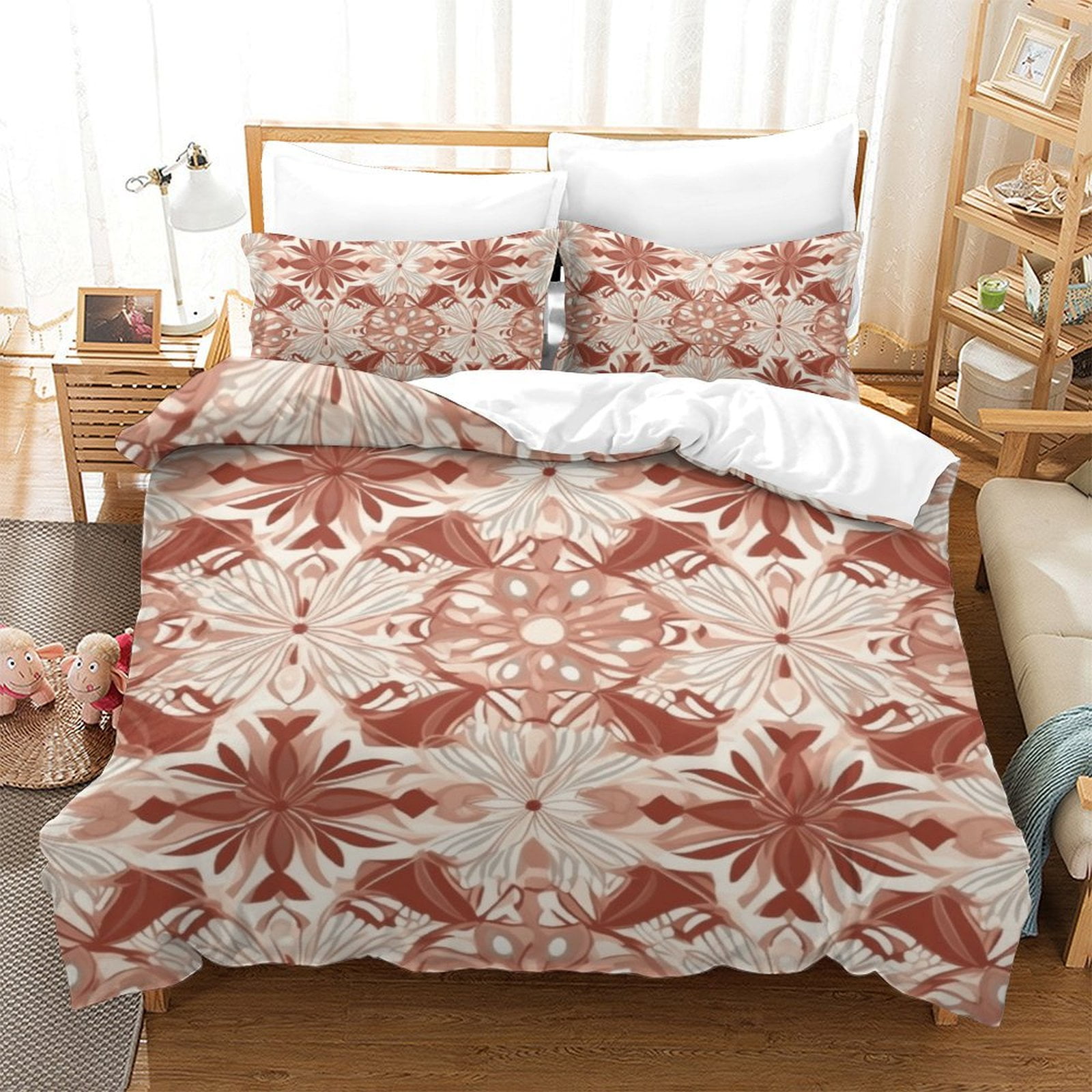 Home Textiles Yellow and Pink Abstract Flower Printed Duvet Cover Set ...