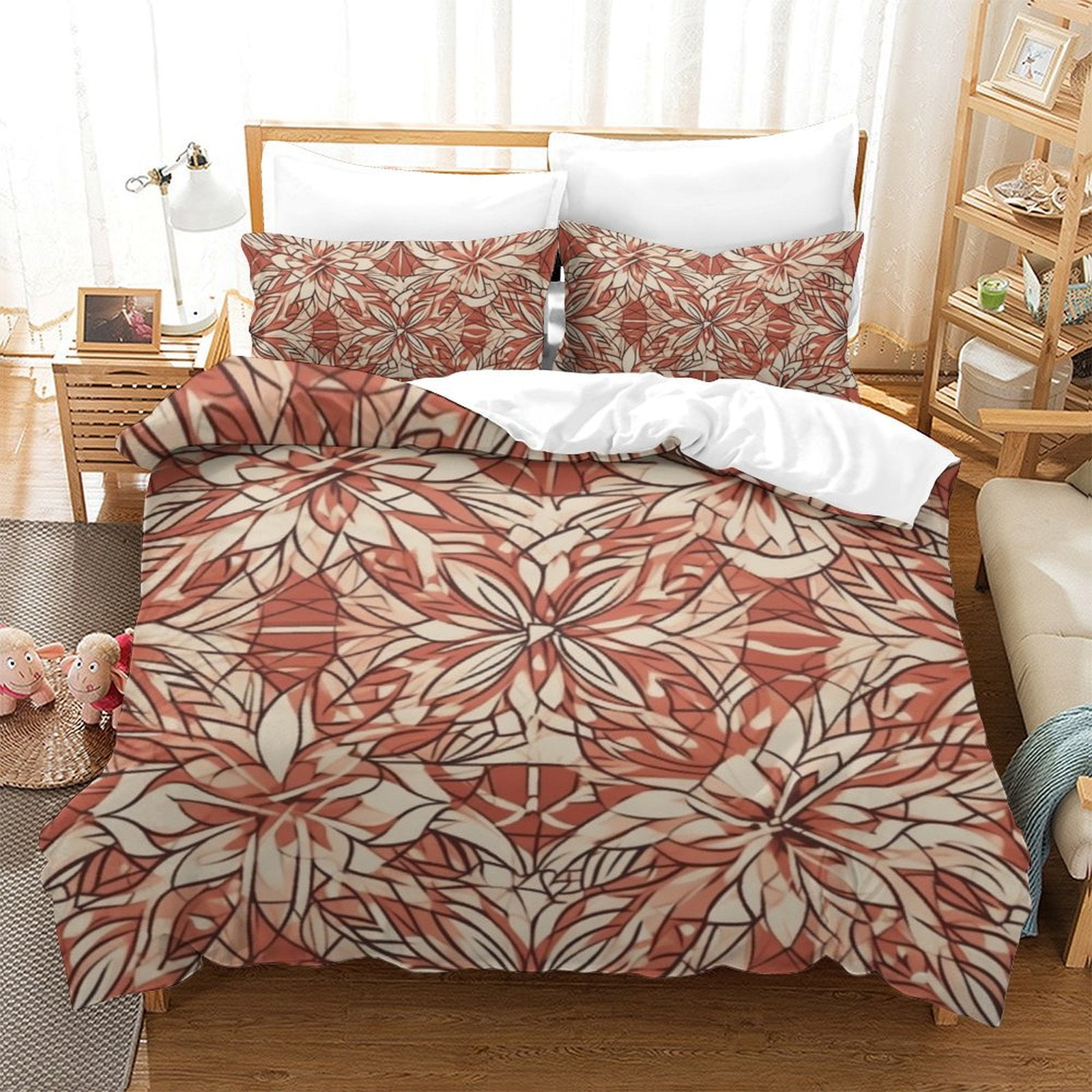 Home Textiles Yellow and Pink Abstract Flower Printed Duvet Cover Set ...