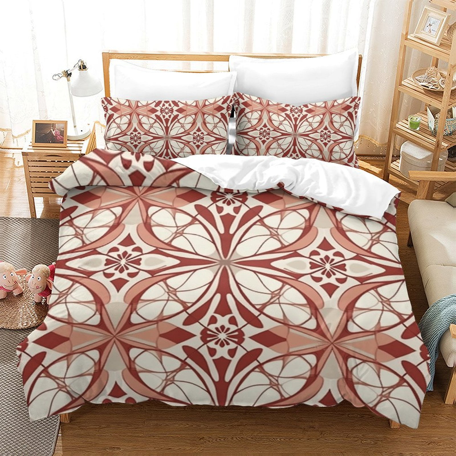 Home Textiles Yellow and Pink Abstract Flower Printed Duvet Cover Set ...