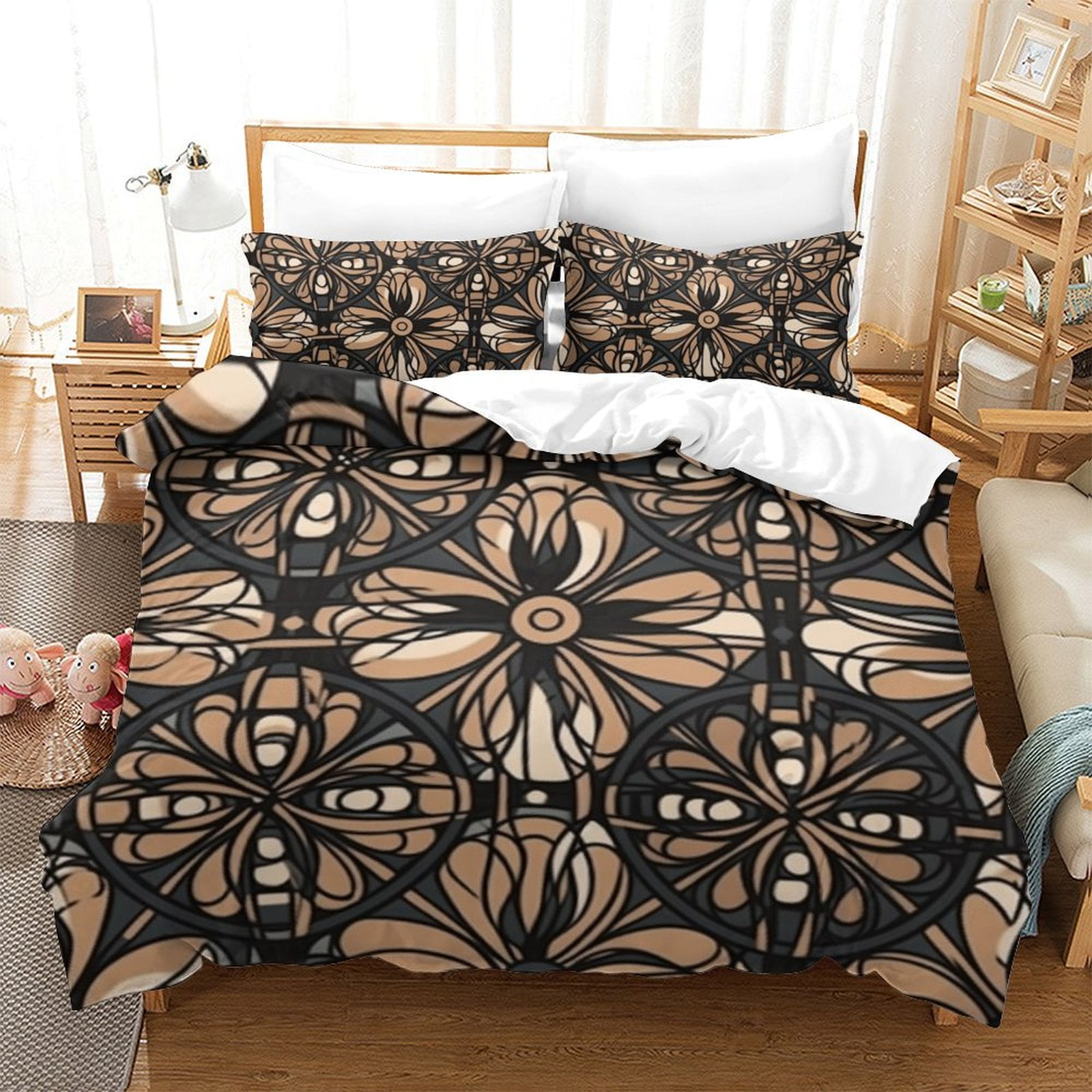 Home Textiles Yellow and Pink Abstract Flower Printed Duvet Cover Set ...