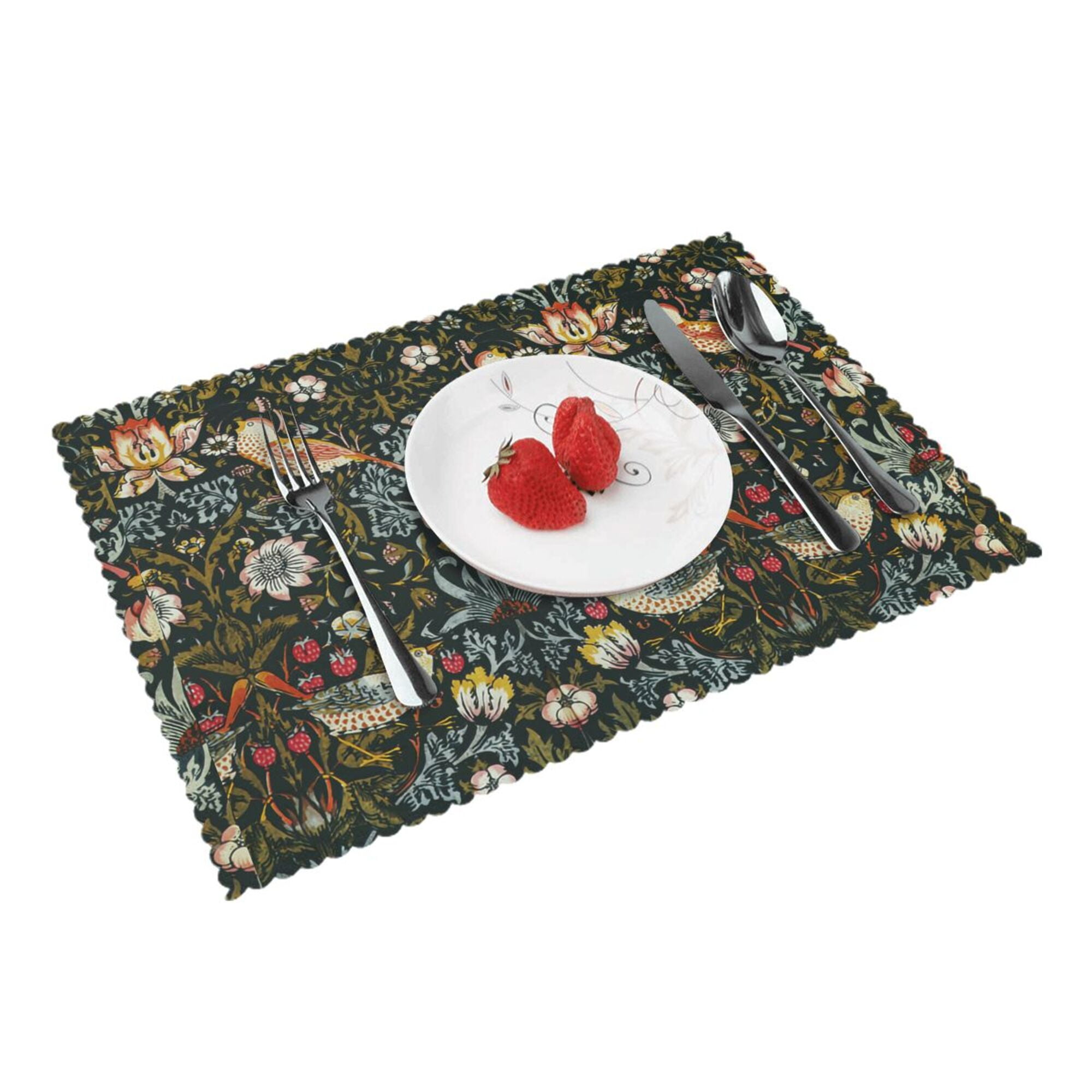 Home The Strawberry Thief Of William Morris Placemats Set Of 4 Washable ...