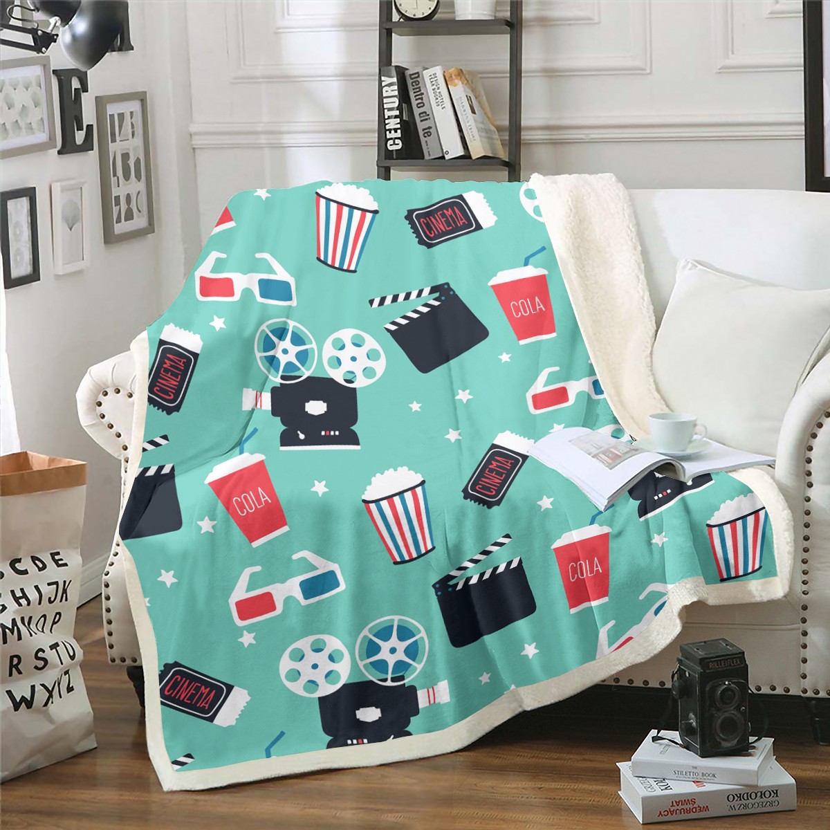 Home Theater Decor Throw Blanket for Family Kids Movie Theme Blanket ...