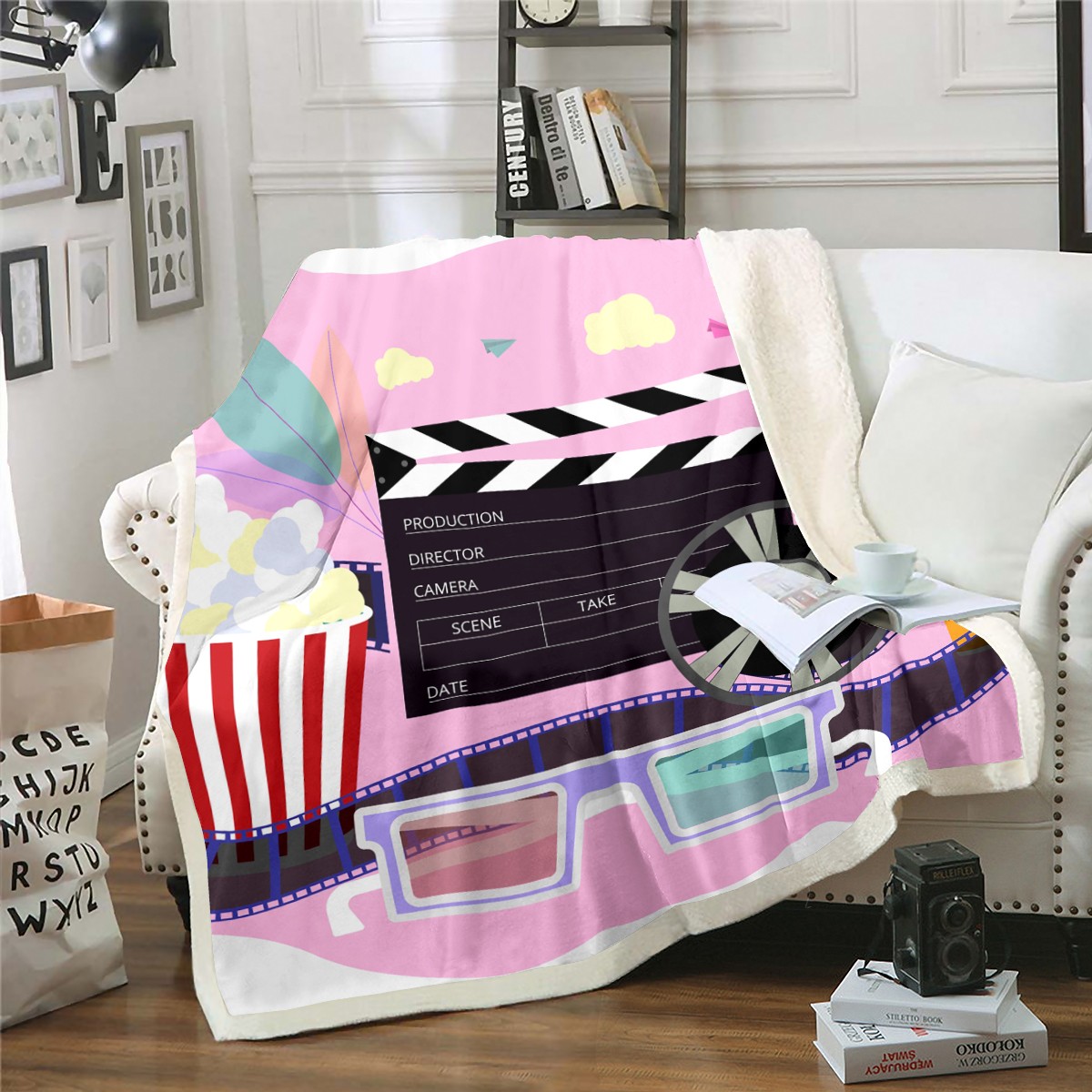 Home Theater Decor Throw Blanket Movie Themed Blanket for Family Kids ...