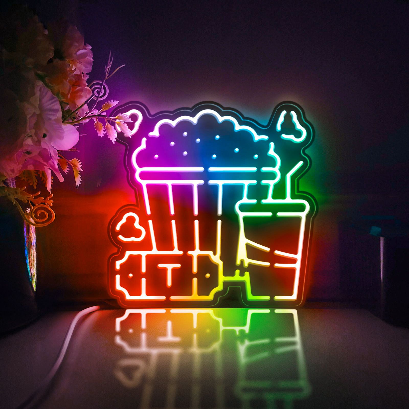 Home Theater Led Light Box, Dimmable Neon-Like Light Signs USB Power ...