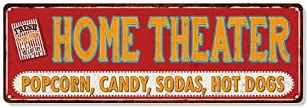Home Theater Metal Sign Movie Room Concessions Popcorn Wall Decor Art ...