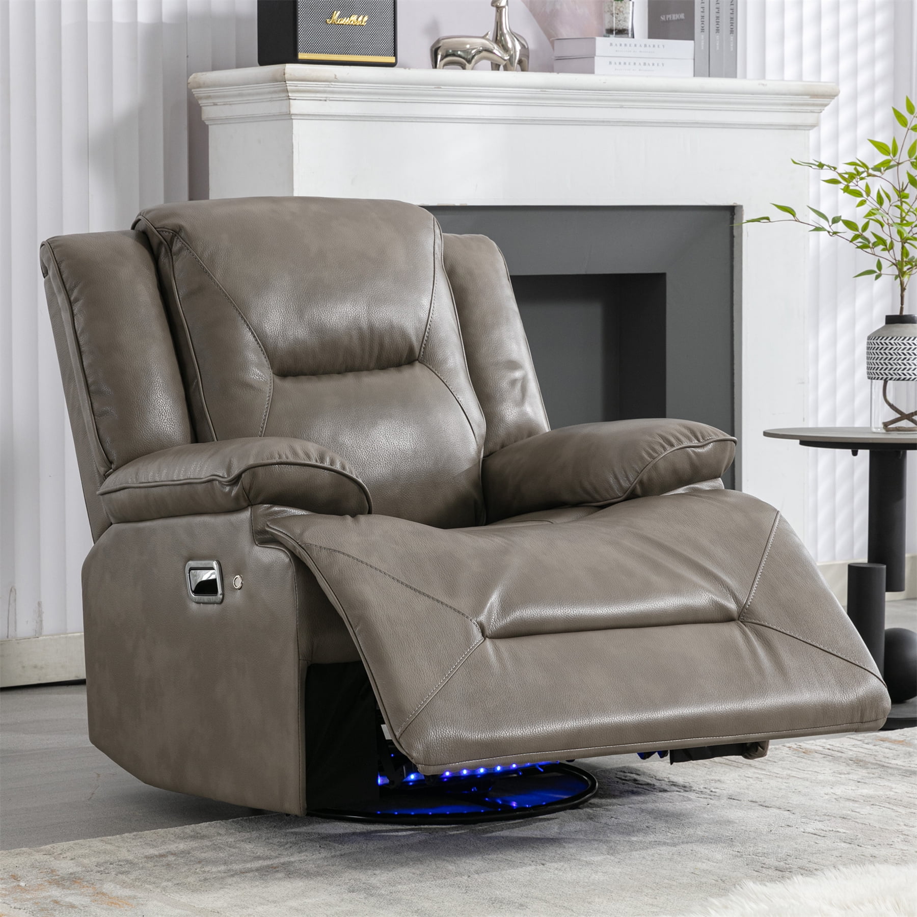 Home Theater Seating, 360° Swivel Manual Recliner with a LED Light ...