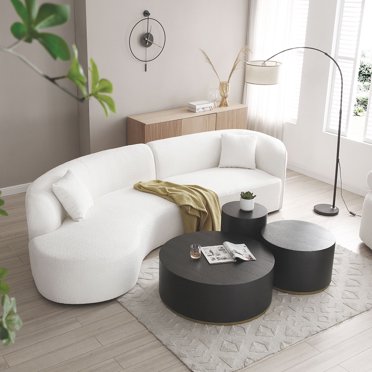 Luxury Modern Style Living Room Upholstery Curved Sofa with Chaise 2 ...