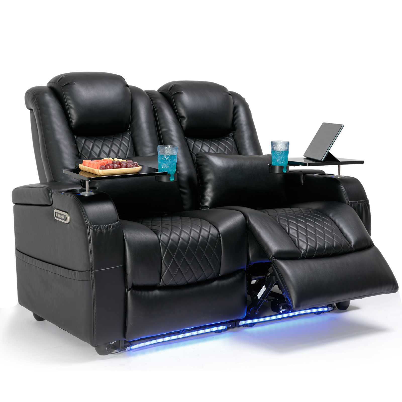 Naomi Home Chicago Deluxe Theater Style Motion Loveseat With LED Lights ...