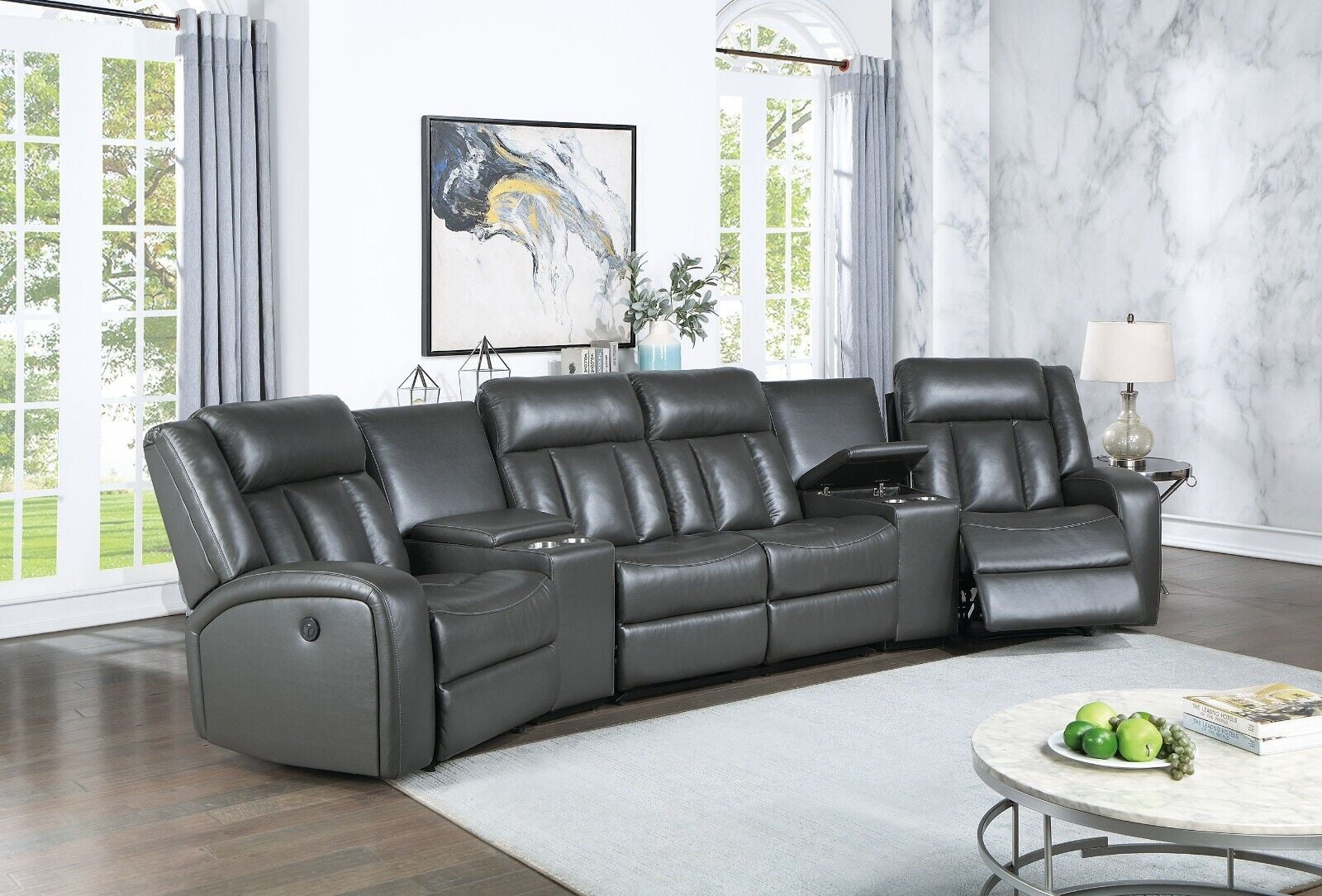 Home Theater Sectional Manual Reclining Couch Consoles Recliner Chairs ...