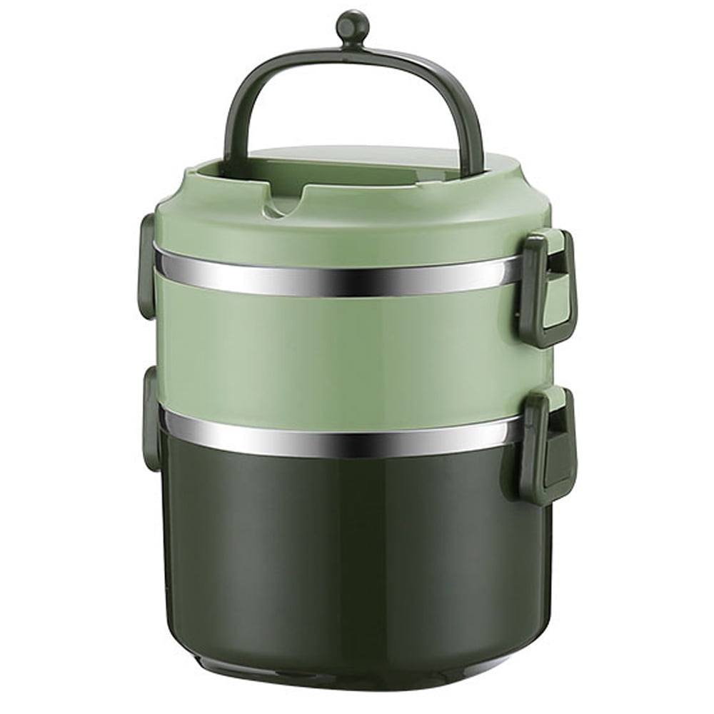 Home Thermal Bento Lunch Box, 2-Tier Cylinder Stackable Lunch Box ...