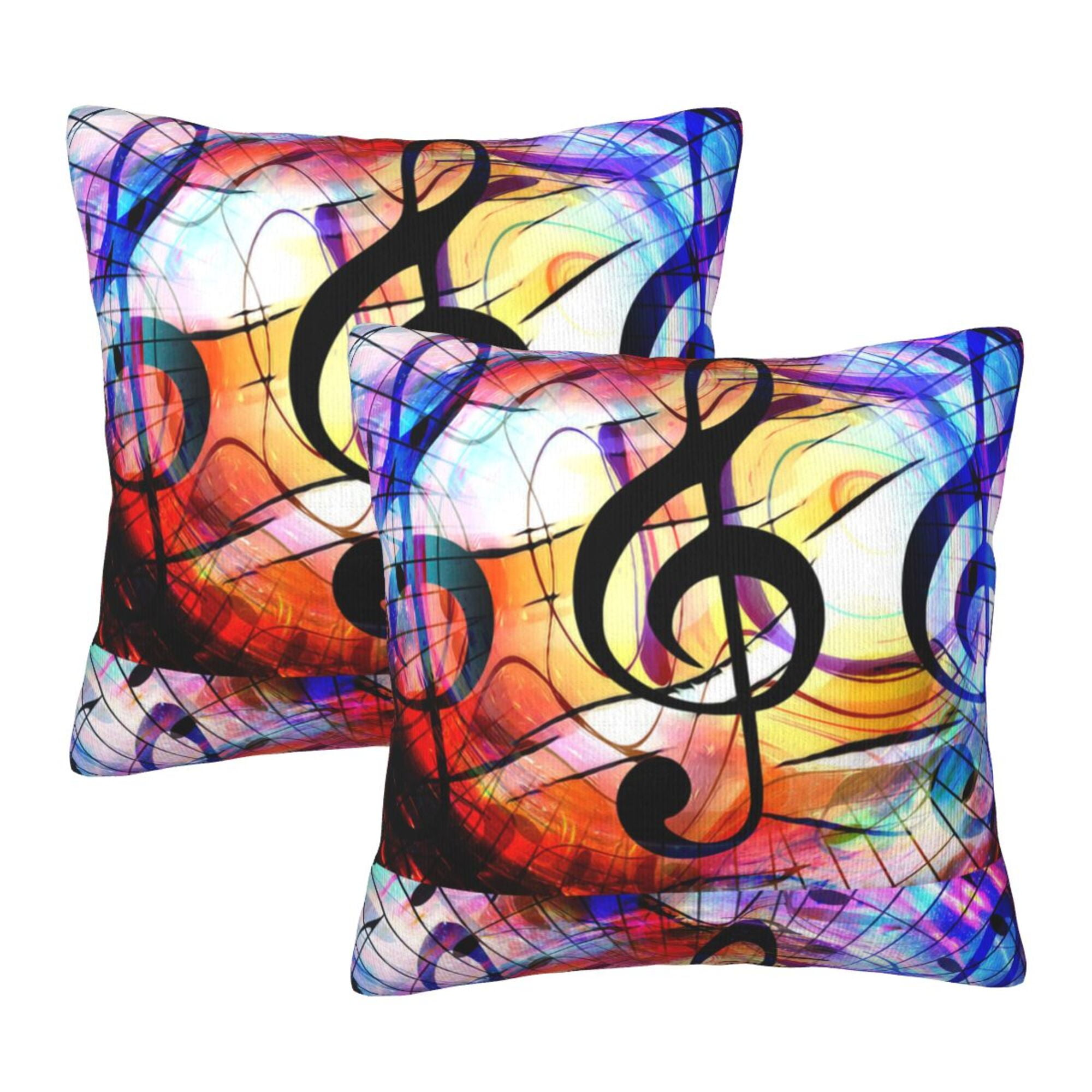 Home Throw Pillow Covers Abstract Music Notes Square Thick Throw Pillow ...
