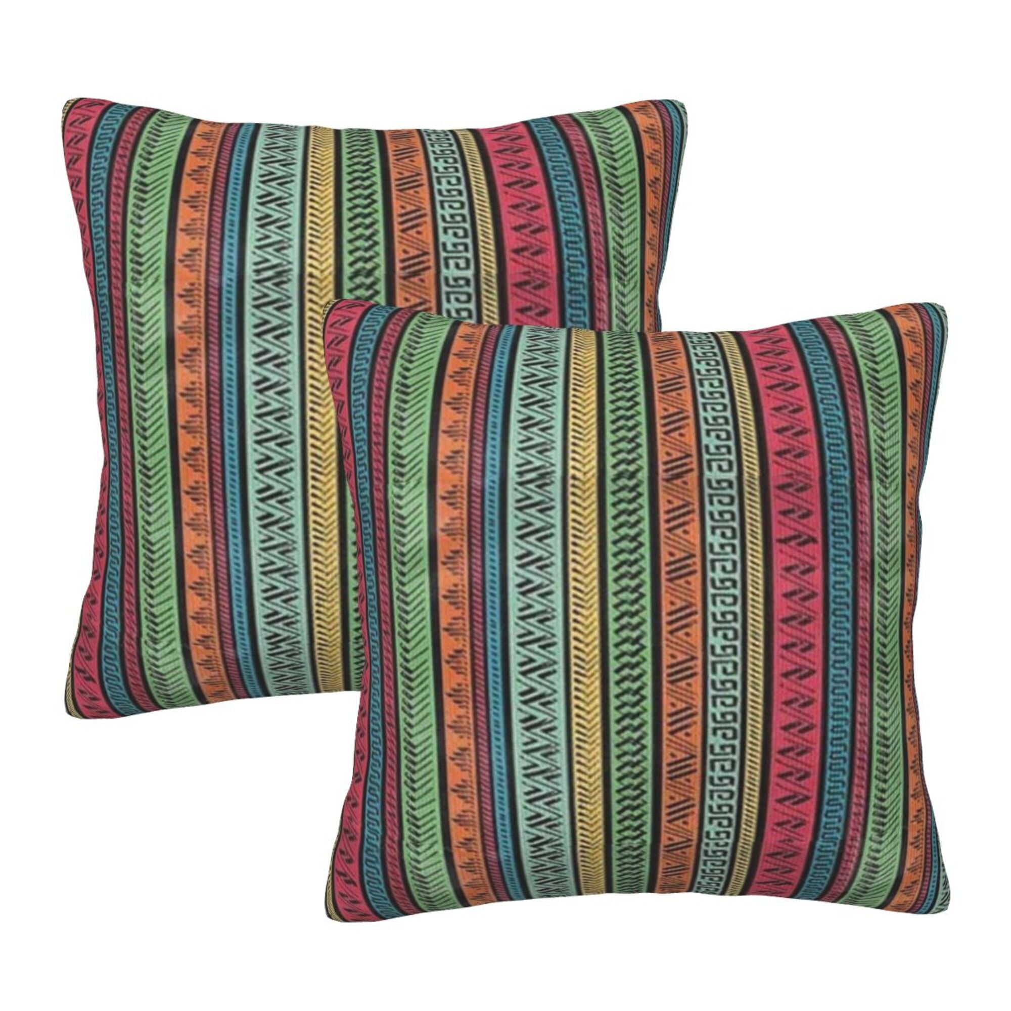 Home Throw Pillow Covers Artistic Hand Drawn Vertical Borders Colorful ...