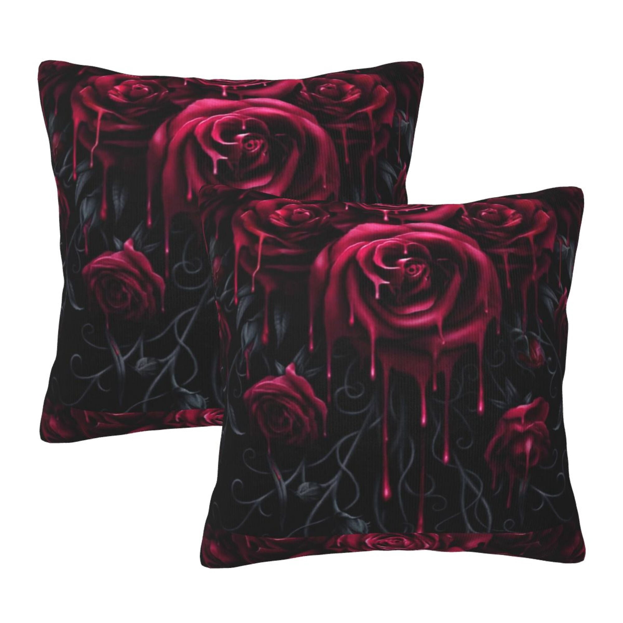Home Throw Pillow Covers Blood Red Ros Square Thick Throw Pillow Covers ...