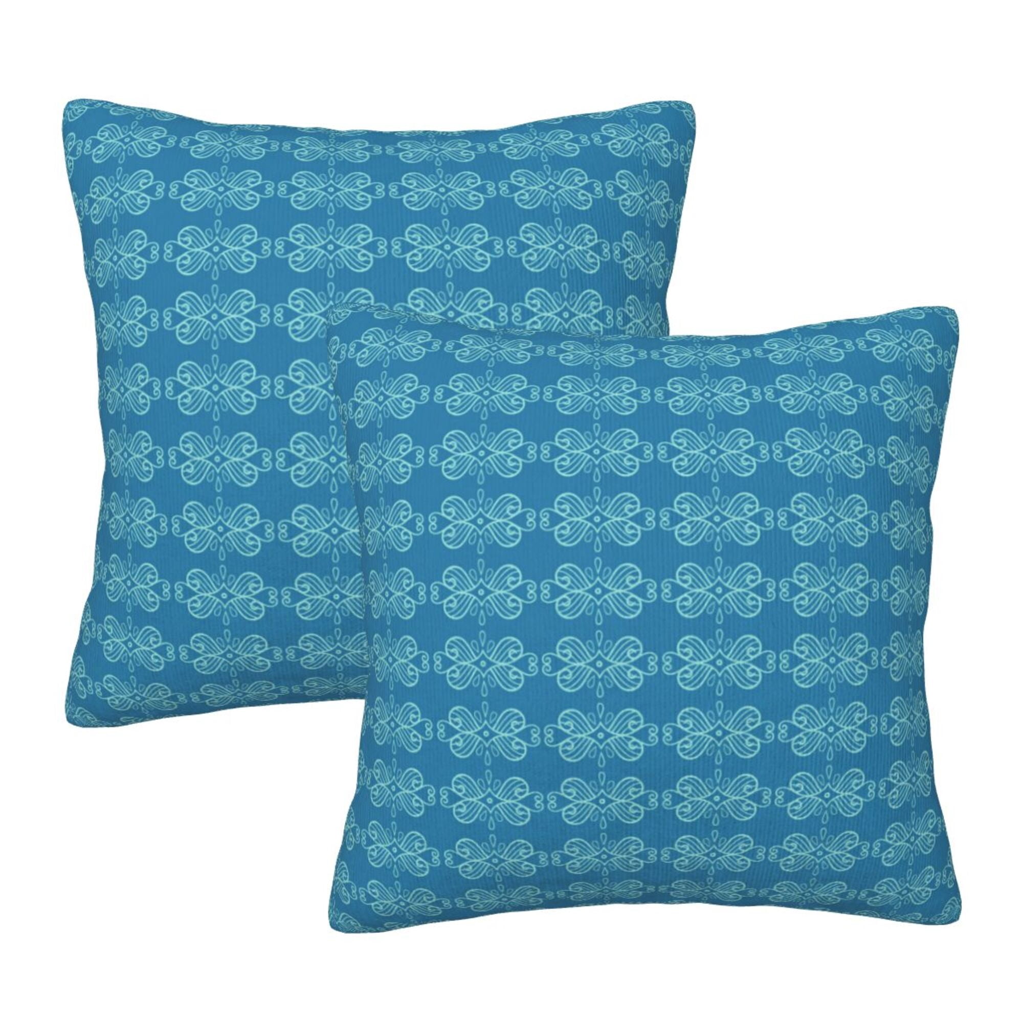 Home Throw Pillow Covers Blue Flower Pattern background Square Thick ...