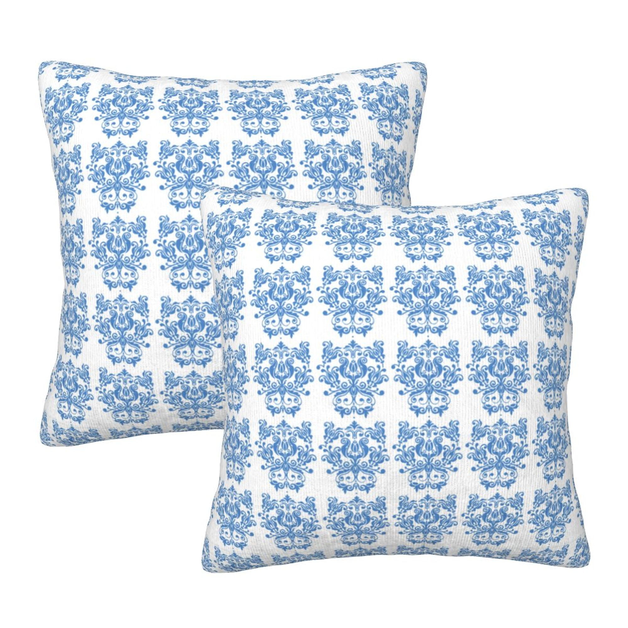 Home Throw Pillow Covers Blue Flower Pattern background Square Thick ...